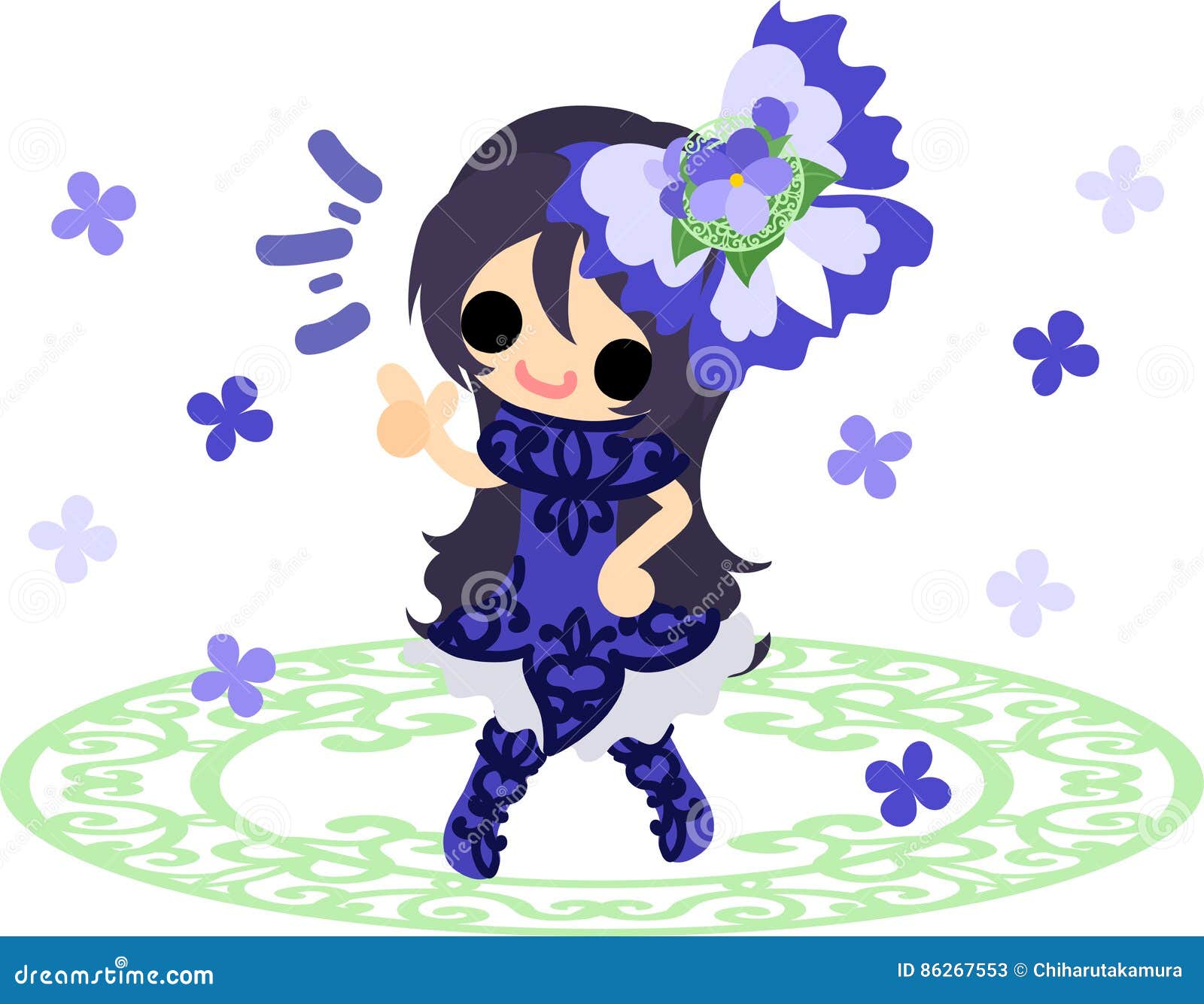 Cute violet girl stock vector. Illustration of people - 86267553