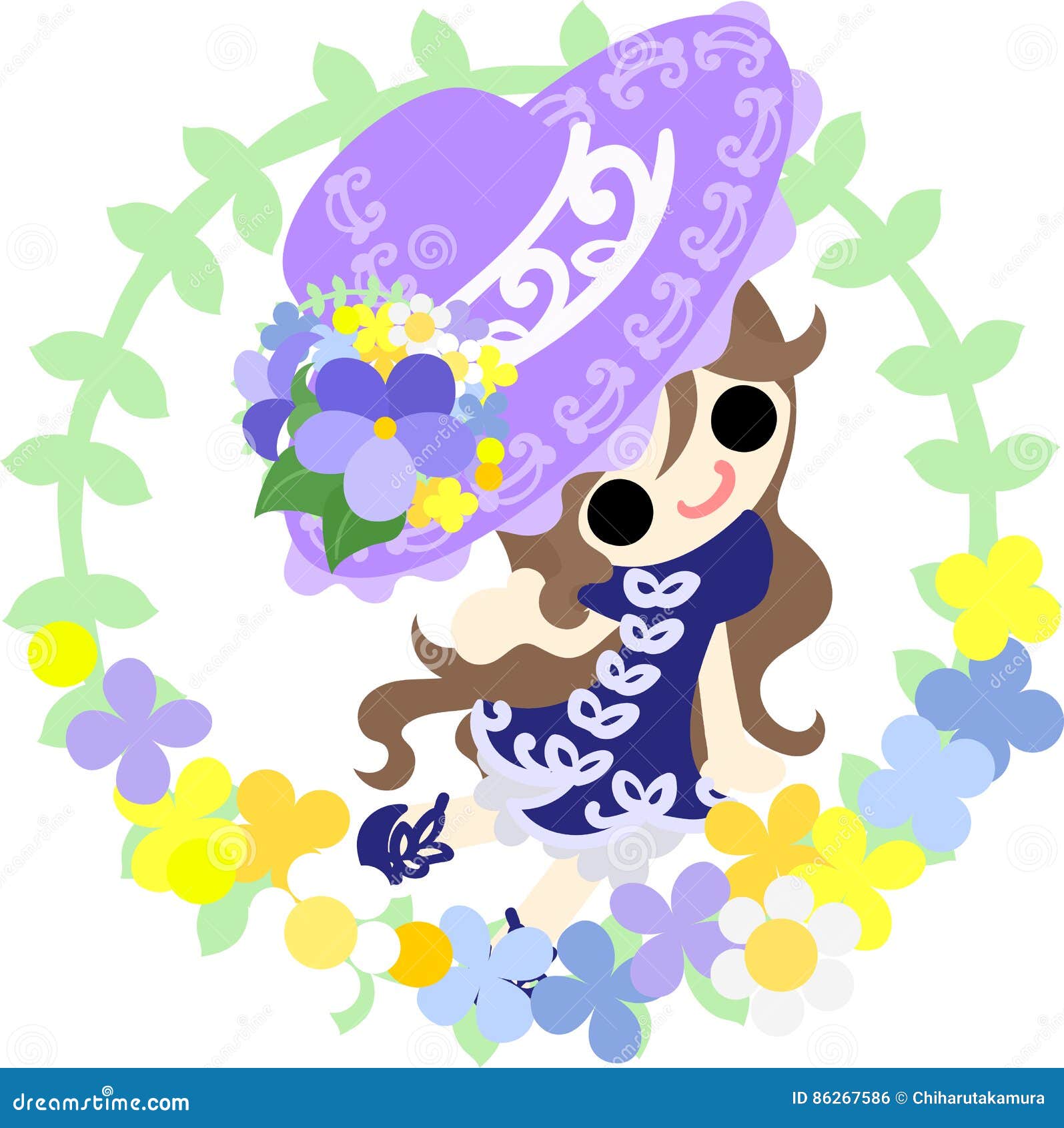 Cute violet girl stock vector. Illustration of element - 86267586