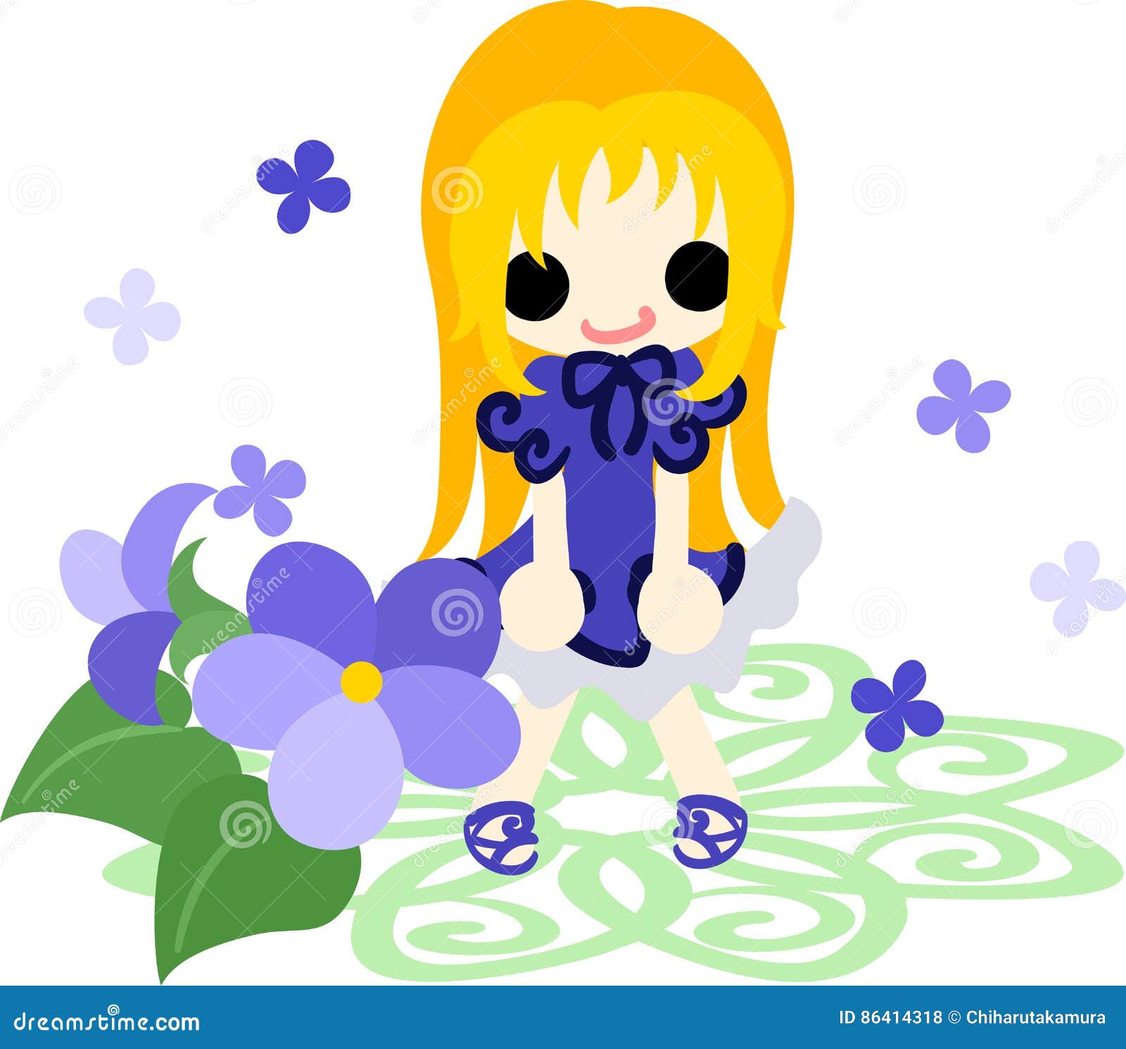 Cute violet girl stock vector. Illustration of deformation - 86414318