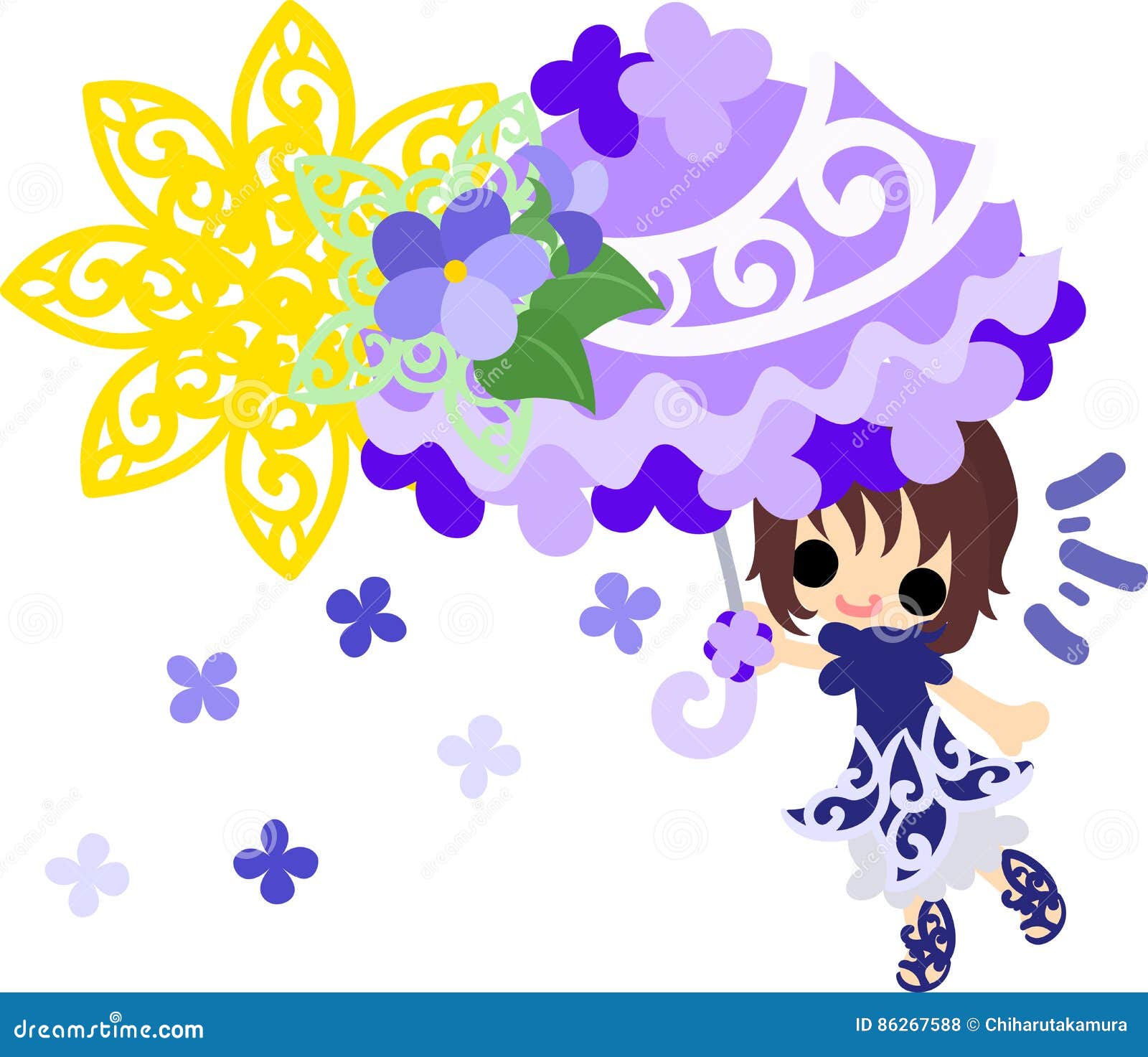 Cute violet girl stock vector. Illustration of label - 86267588