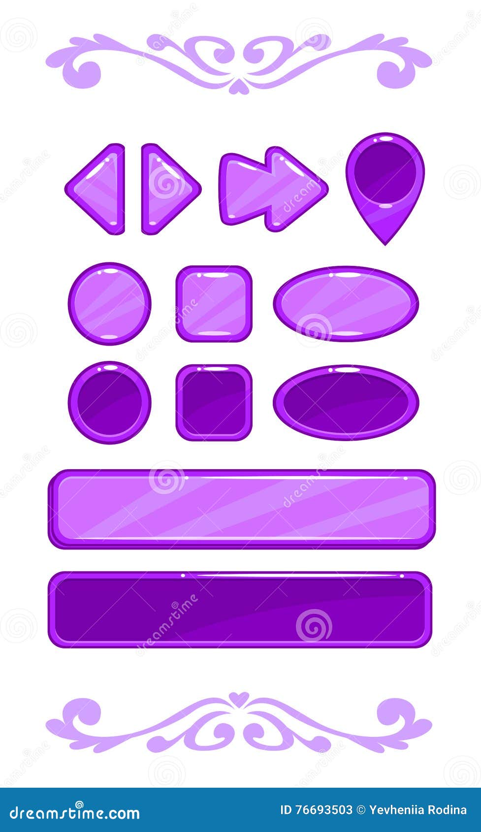 Vector Game Ui Kit. Template Violet Wooden Menu Of Graphical User ... Vector Game Ui Kit. Template Violet Wooden Menu Of Graphical User ...
