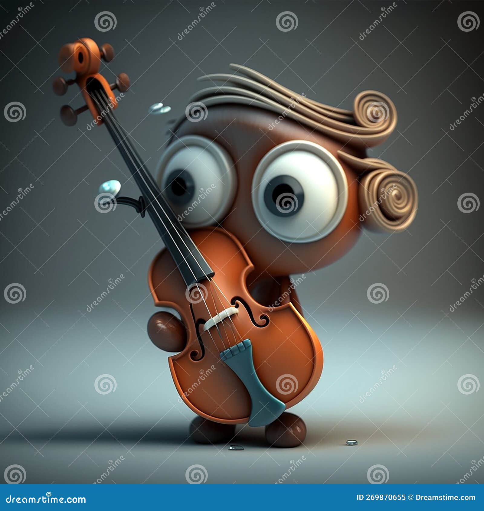 Cute violin character stock illustration. Illustration of melody ...