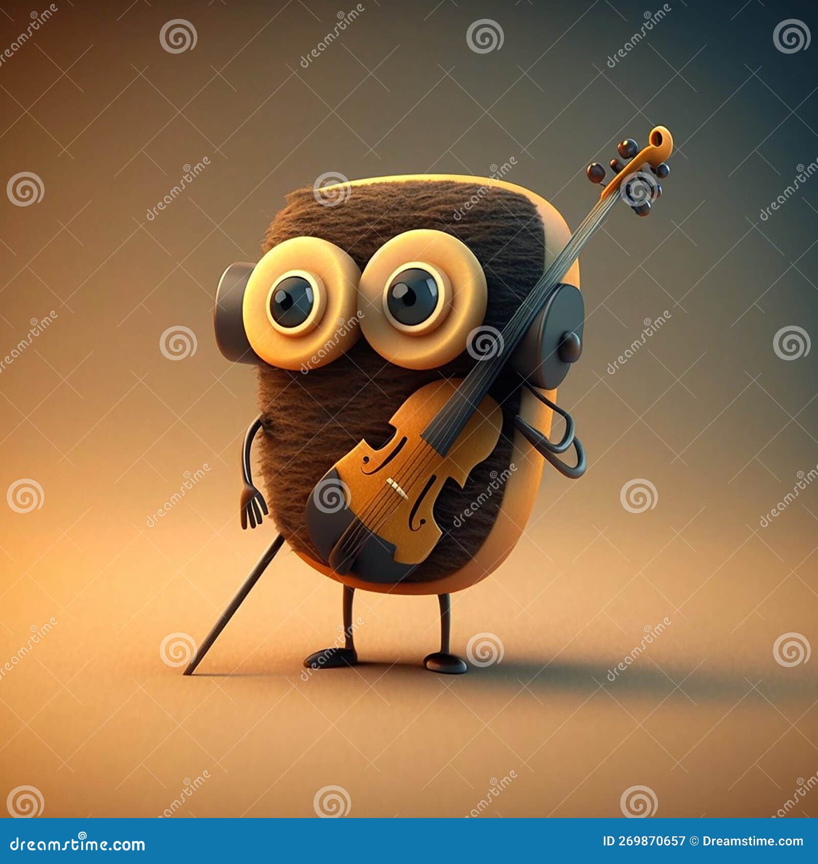 Cute violin character stock illustration. Illustration of isolated ...