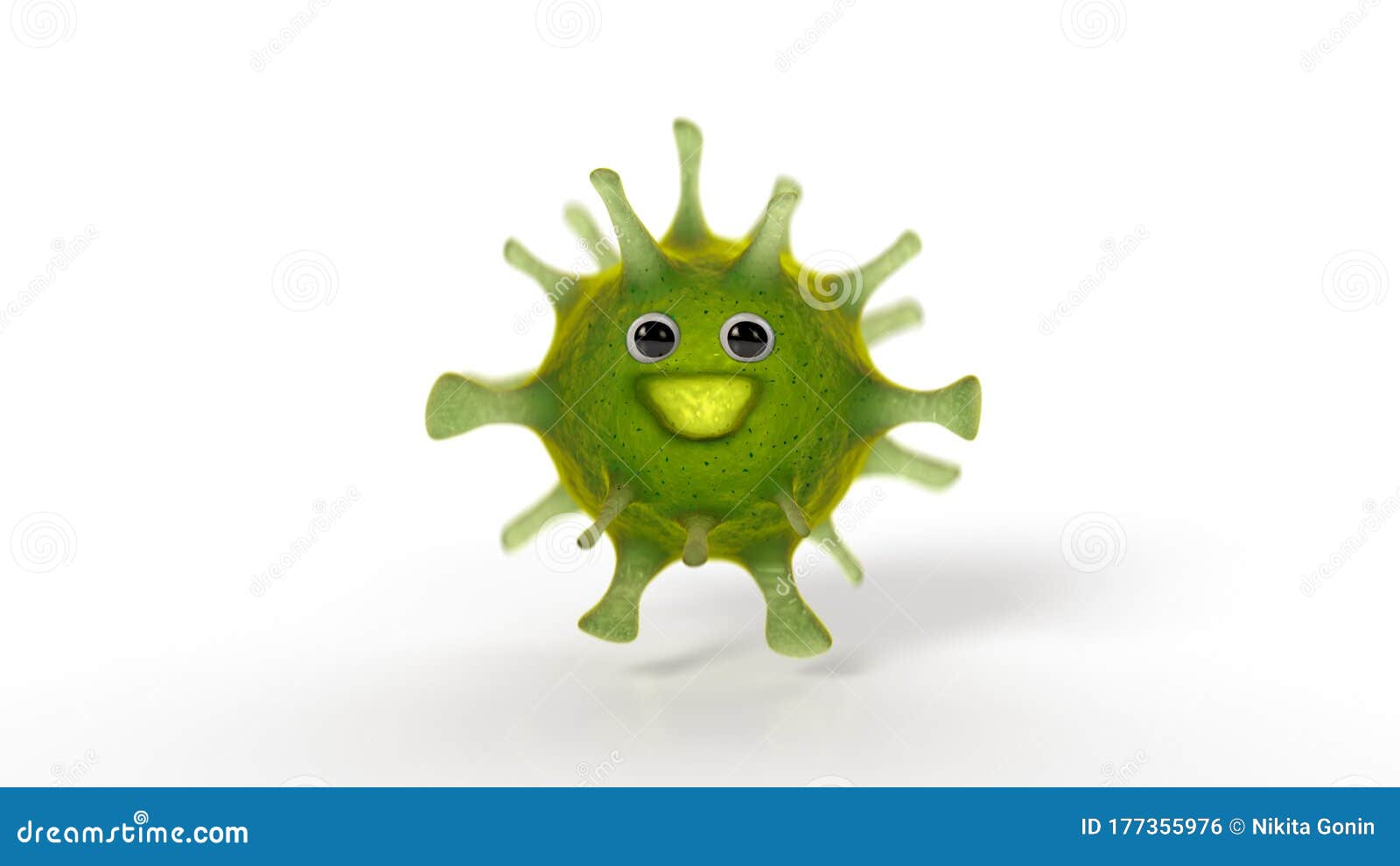 Cute Virus Character on White 3D Render Stock Illustration ...