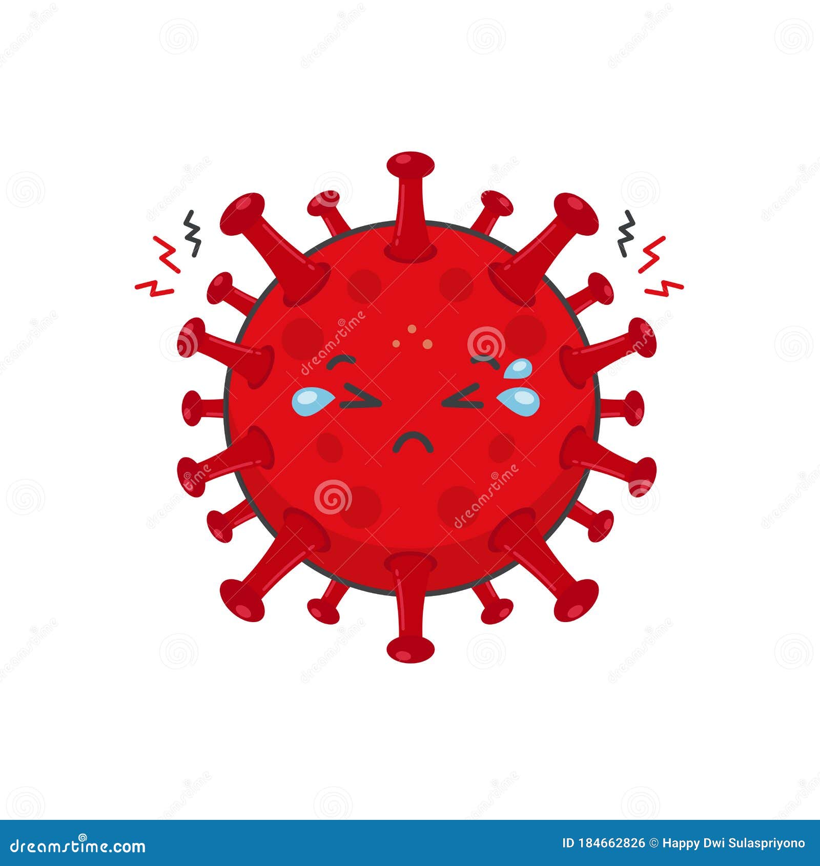 Cute Virus Character with a Sad Expression Stock Vector - Illustration ...