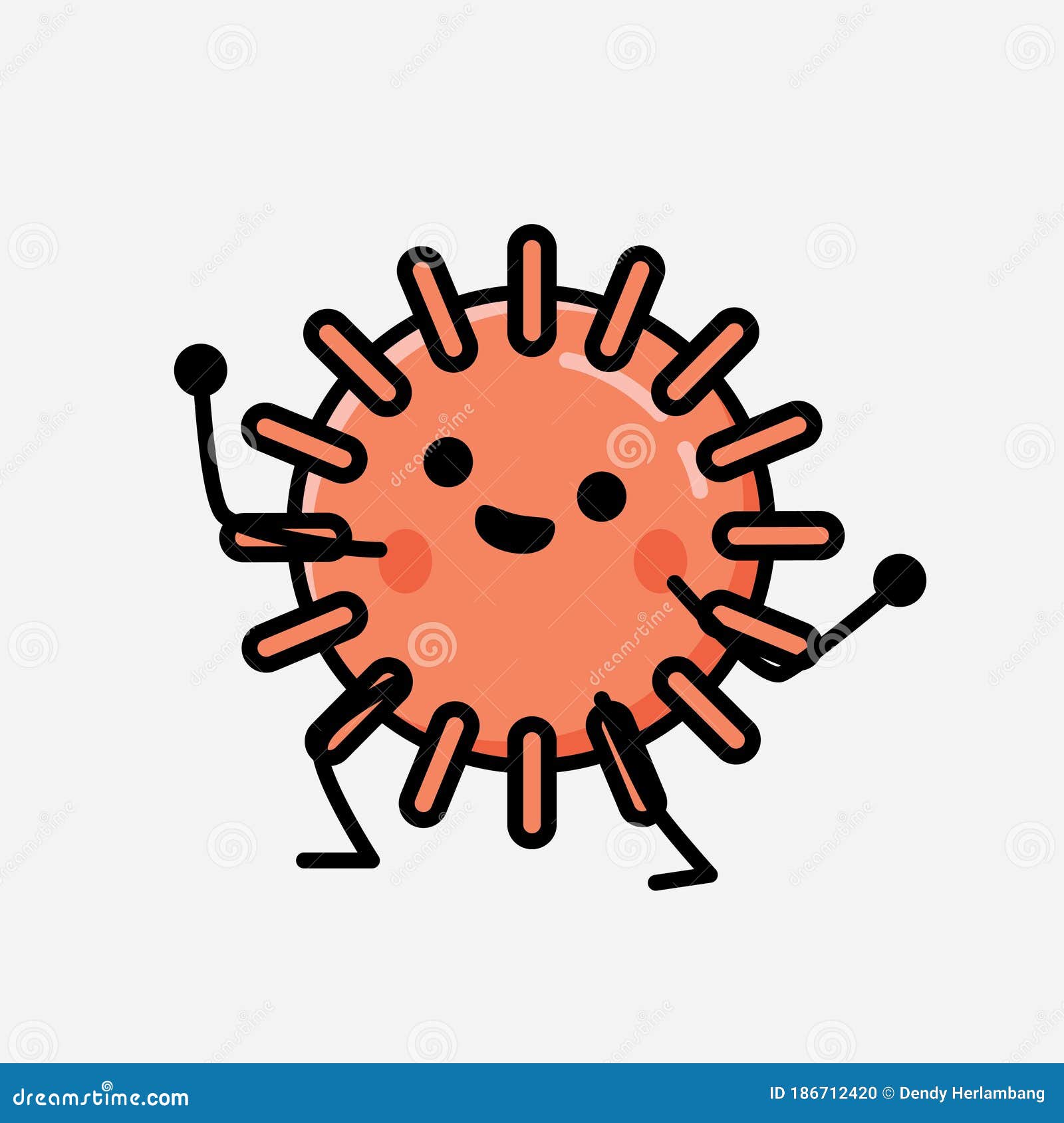 Cute Virus Mascot Vector Character in Flat Design Style Stock Vector ...