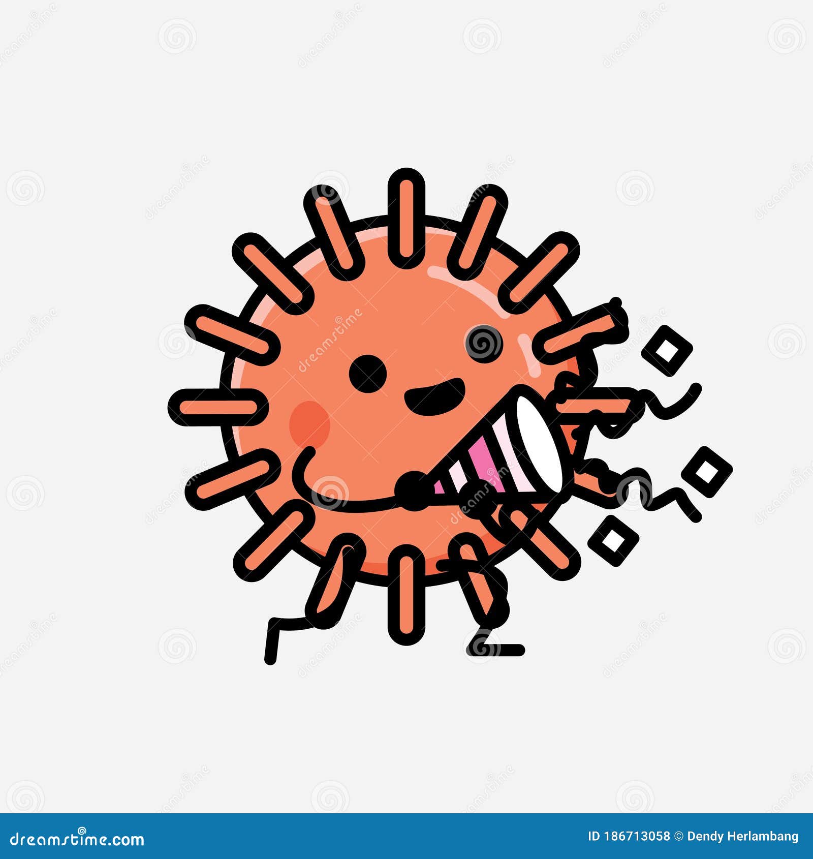 Cute Virus Mascot Vector Character in Flat Design Style Stock Vector ...
