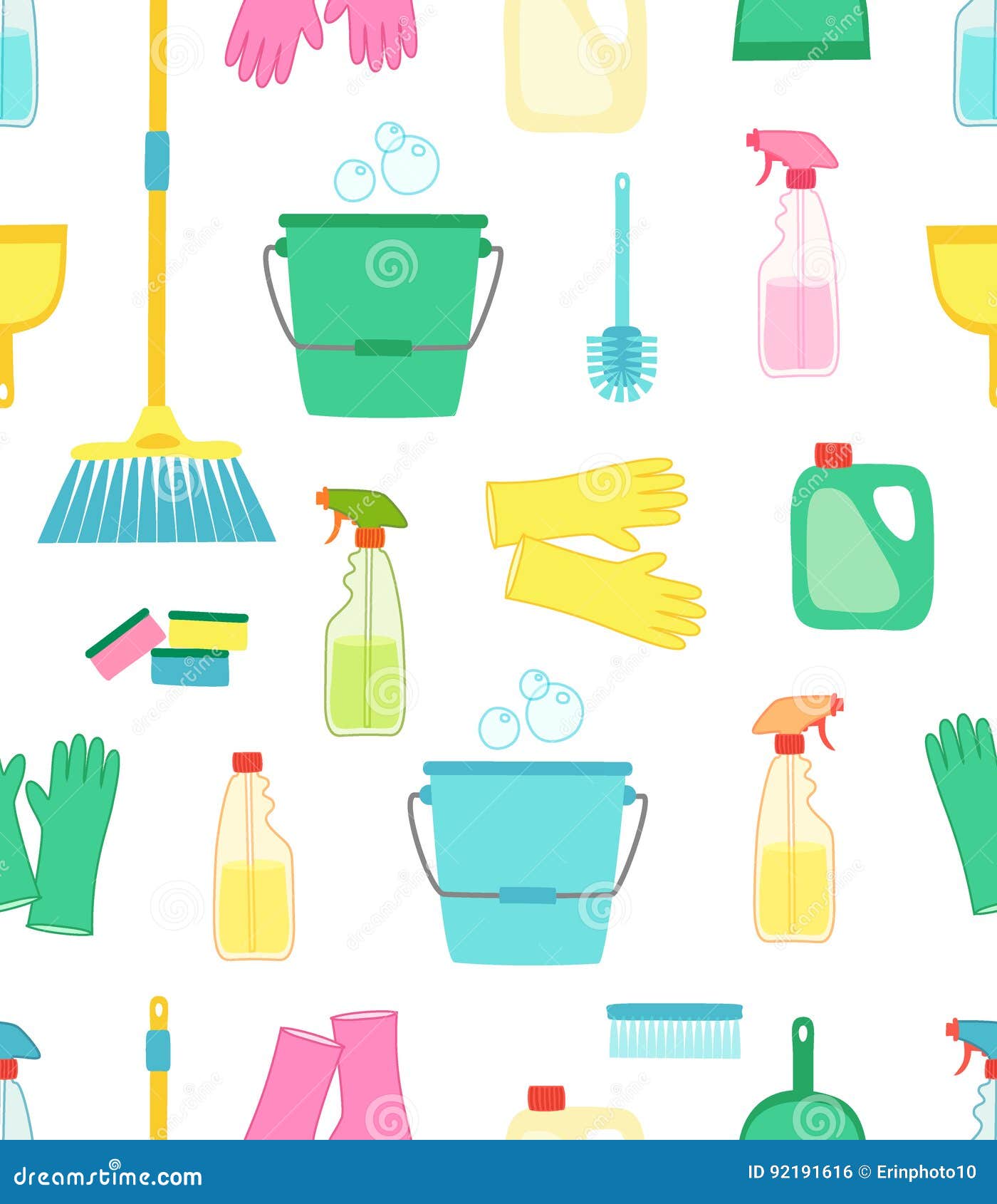 Cute Vivid Spring Cleaning Seamless Background Stock Vector ...