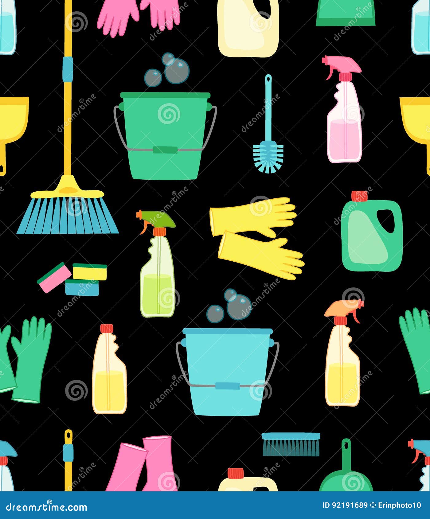 Cute Vivid Spring Cleaning Seamless Background Stock Vector ...