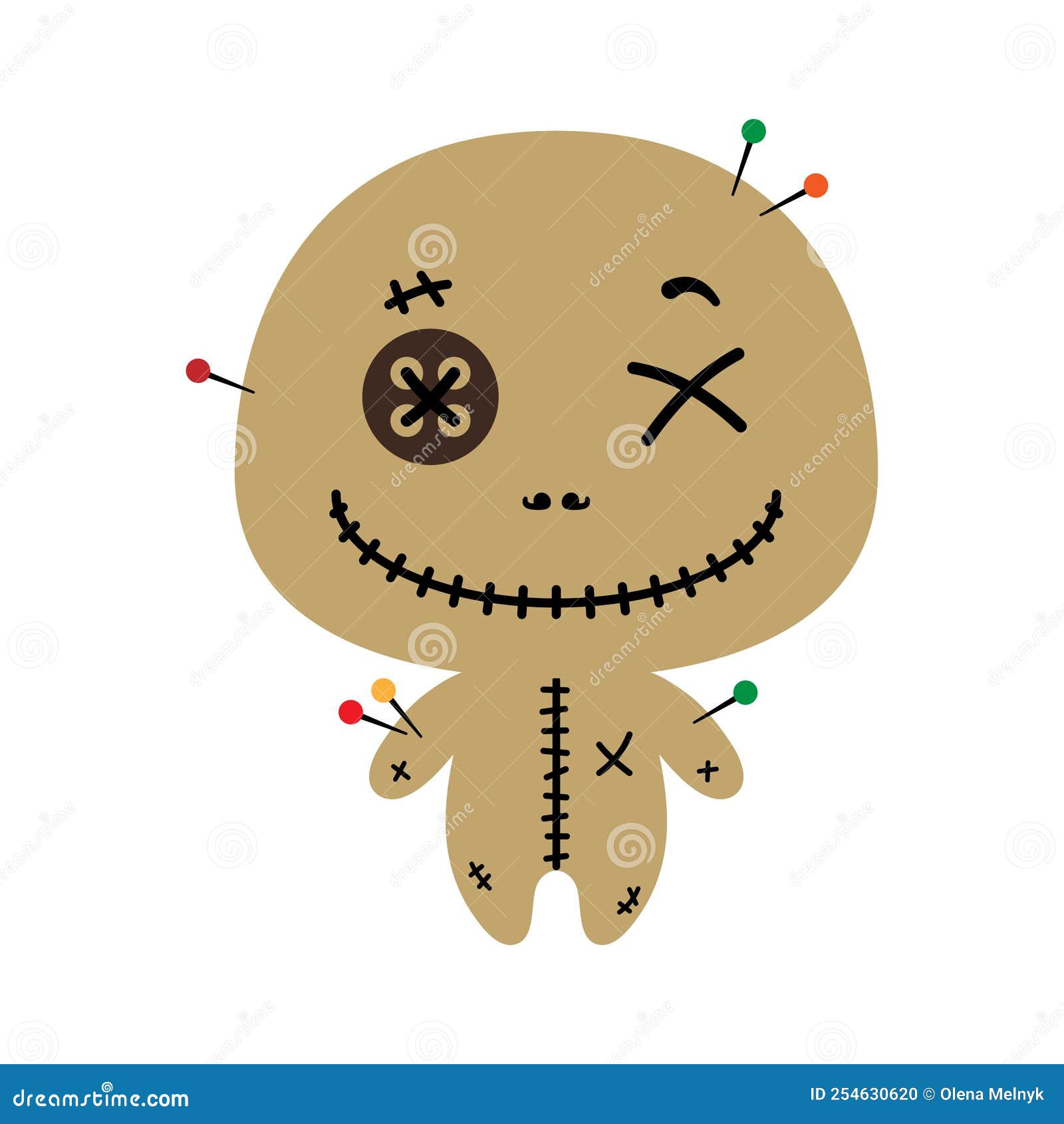 Cute Voodoo Doll. Flat Style Stock Vector - Illustration of vector ...