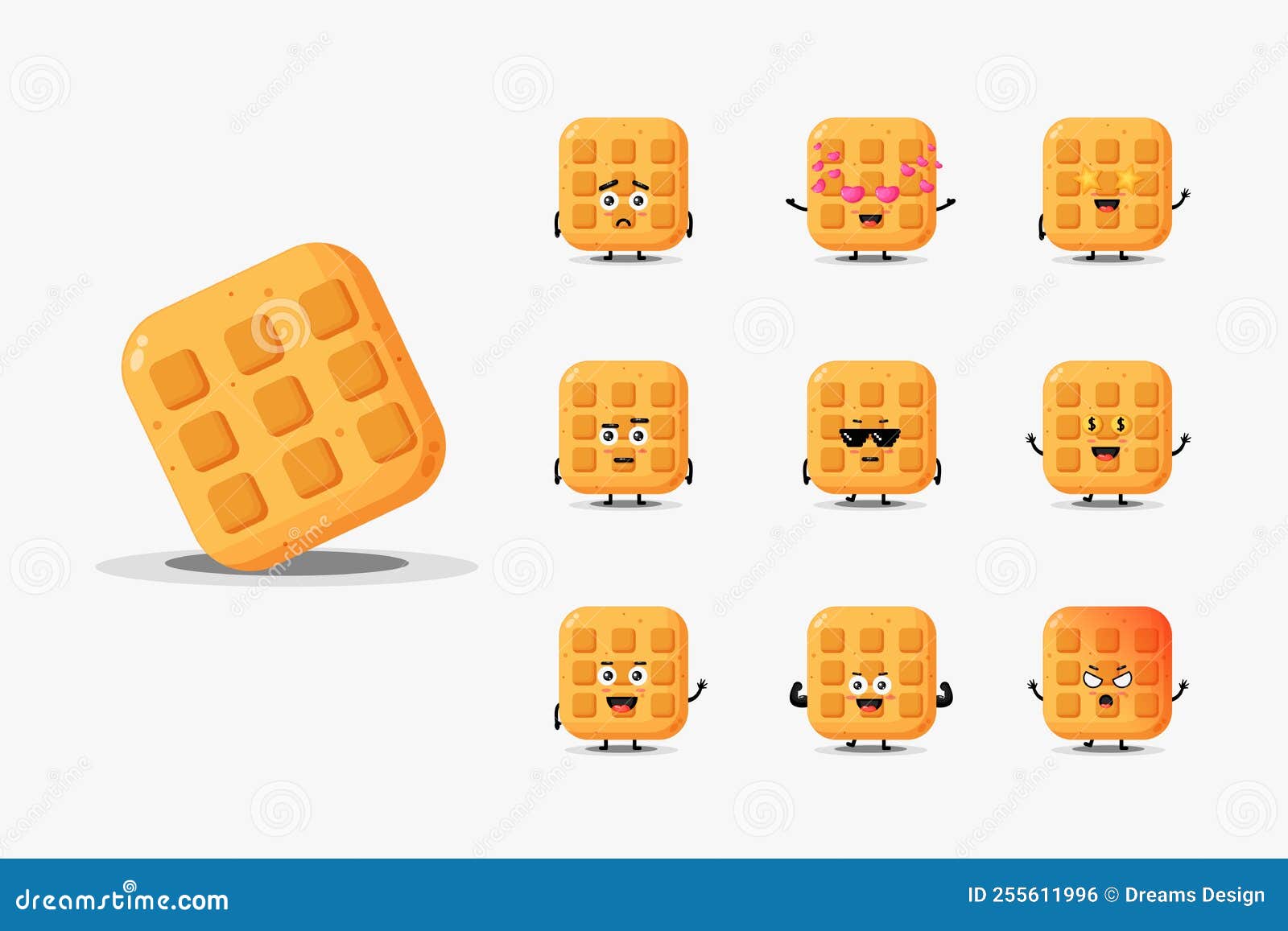 Cute Waffle Character Design Set Stock Vector - Illustration of graphic ...
