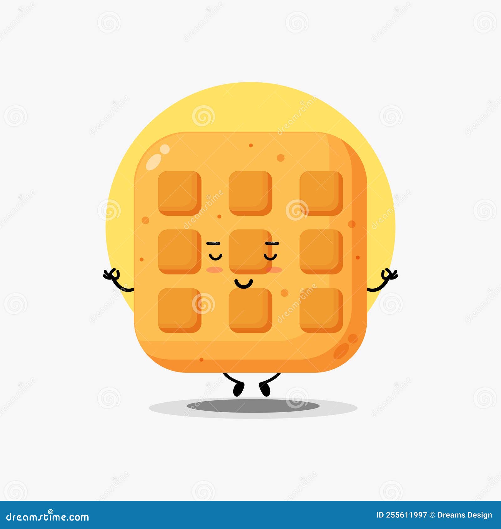 Cute Waffle Character Meditating in Yoga Pose Stock Vector ...