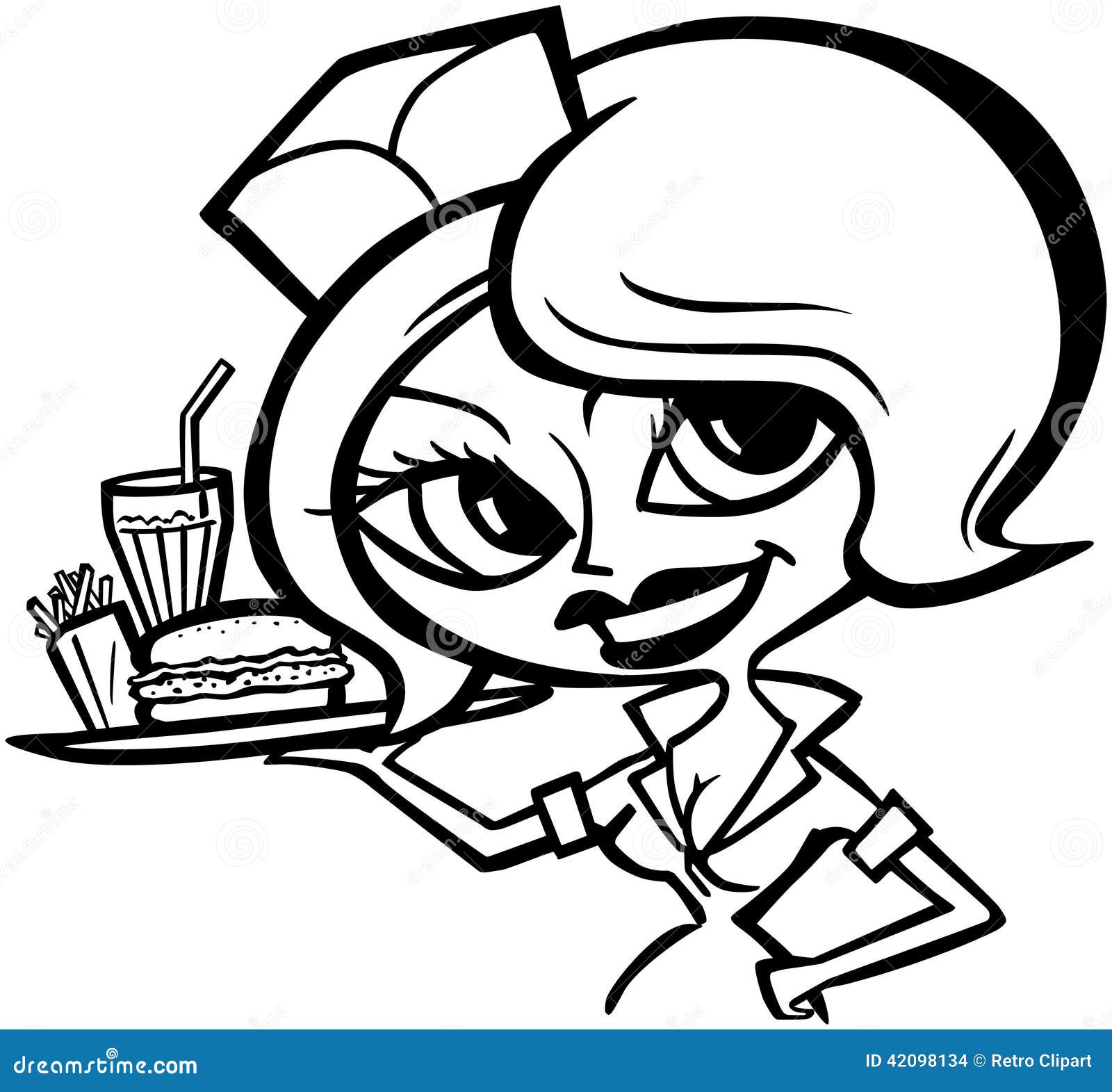 Cute Waitress 2 stock vector. Illustration of beverages - 42098134
