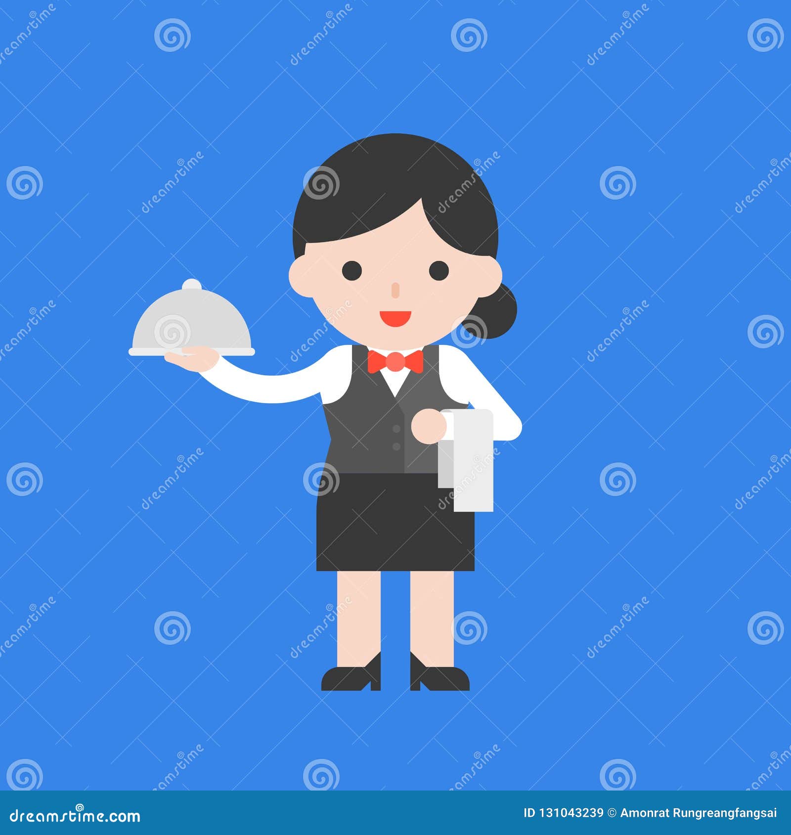 Cute Waitress Chef Character, Professional Set, Flat Design Stock ...