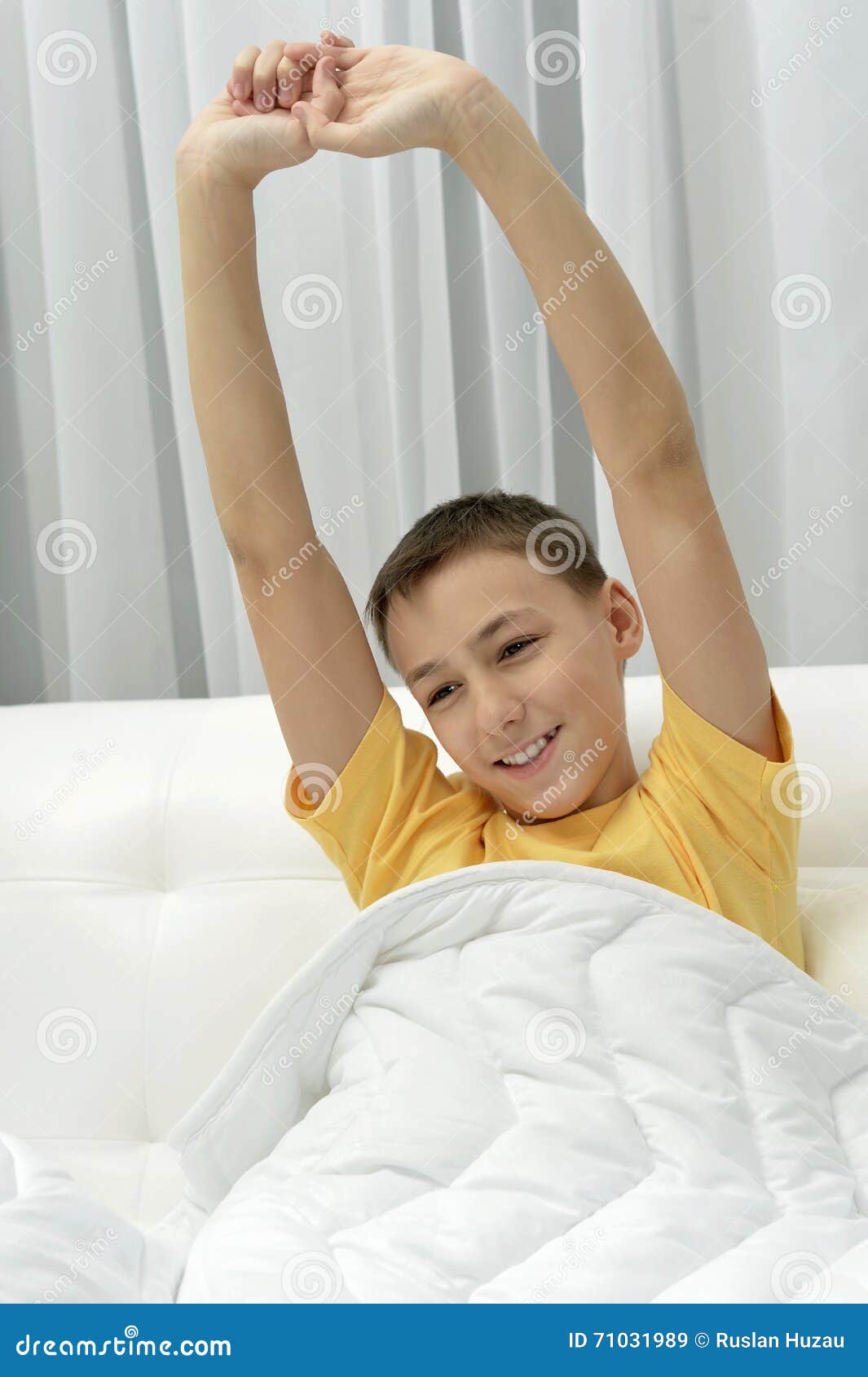 Cute waking up boy stock image. Image of comfortable - 71031989
