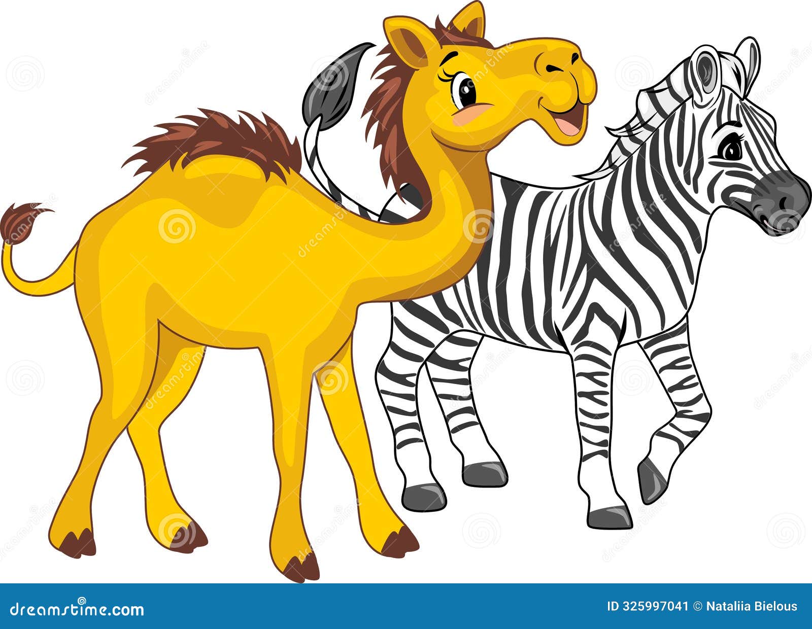 Cute Walking Camel and Zebra Isolated on White Stock Vector ...