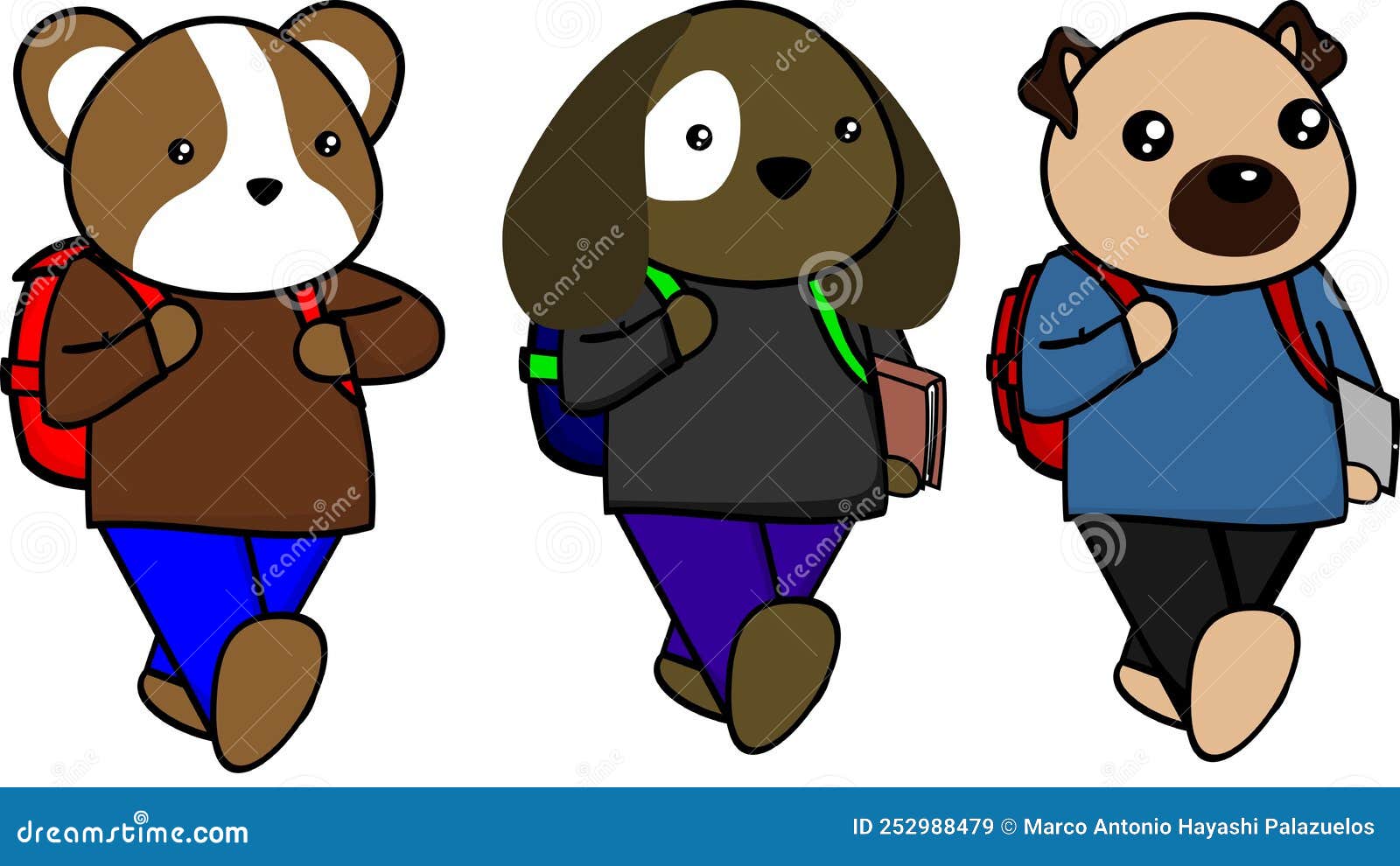 Cute Walking Character Animals Kids Cartoon Collection Stock Vector ...