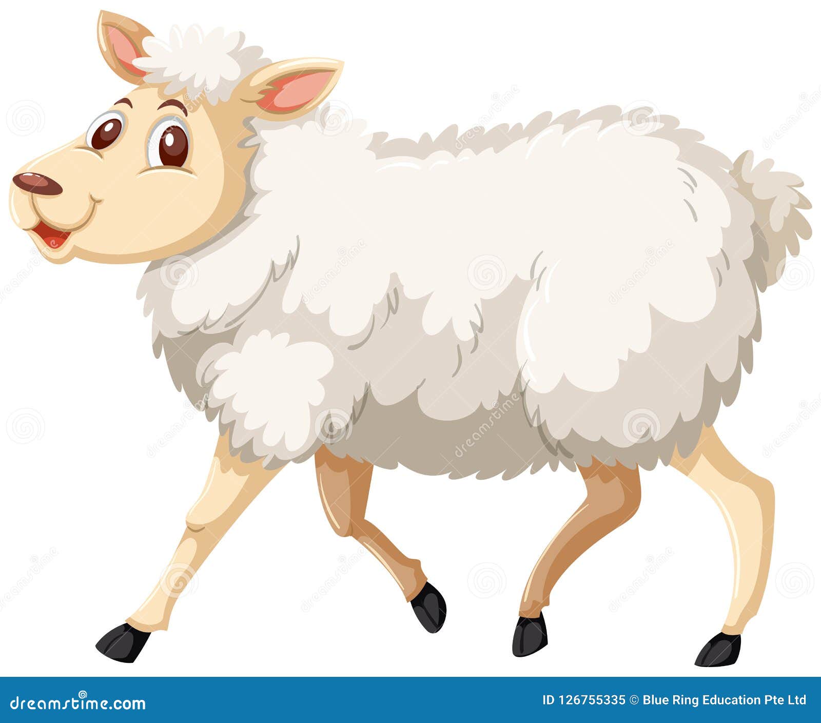 Cute walking white sheep stock vector. Illustration of graphic - 126755335