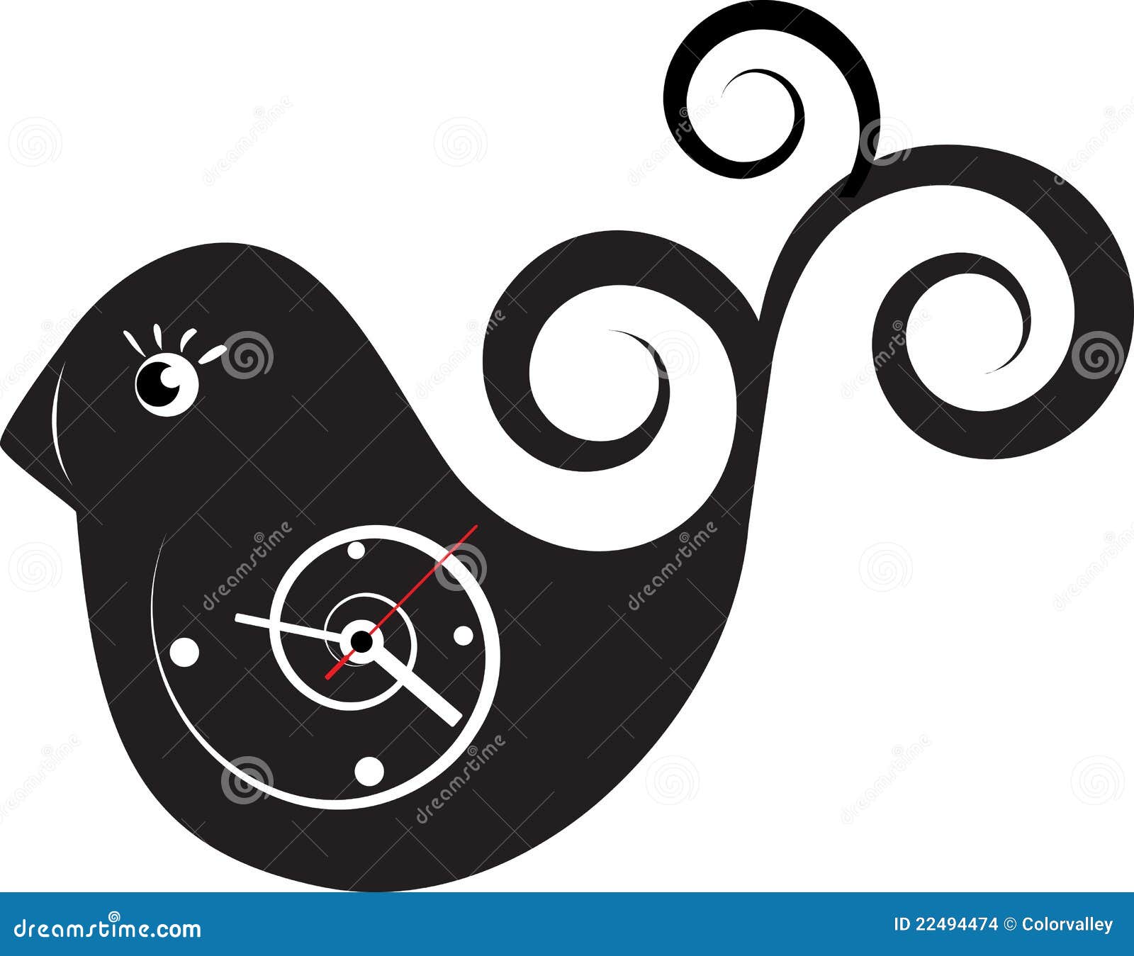 Cute Wall Clock Bird Sticker. Vector Illustration Stock Vector ...