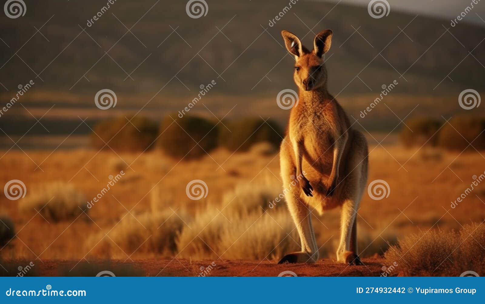 Cute Wallaby Standing in Grass at Sunset Generated by AI Stock ...