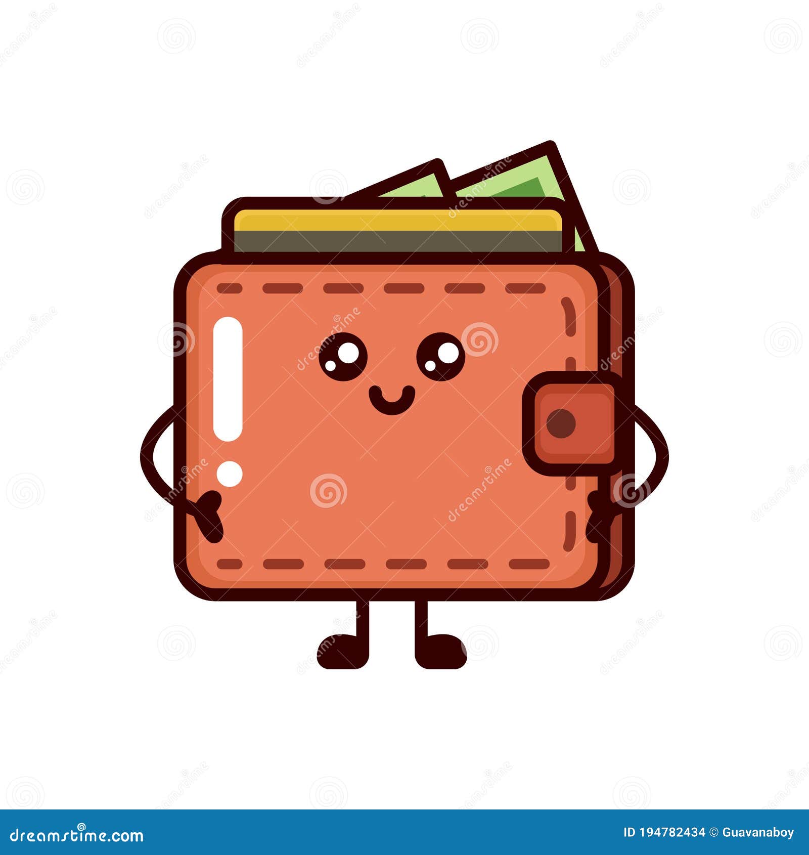 Cute Wallet with Money Mascot Logo Design Illustration Stock Vector ...