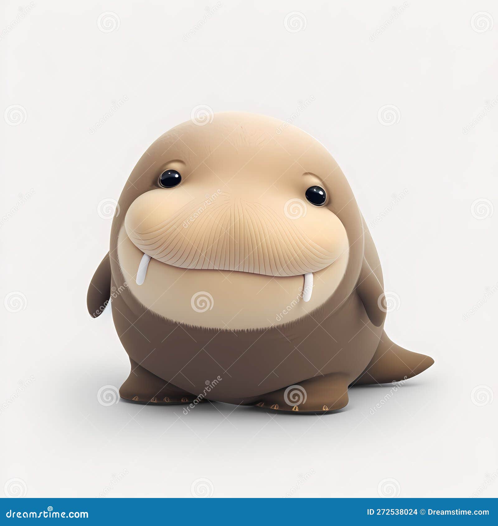 Cute Walrus Cartoon. Generative AI Stock Illustration - Illustration of ...