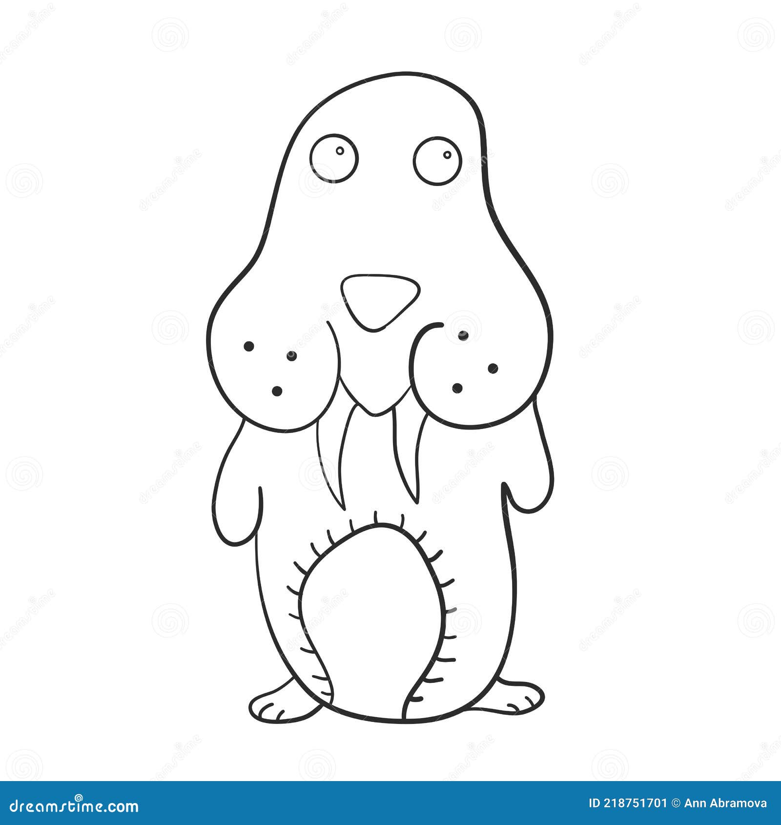 Cute Walrus in a Linear Style. Doodle. Children`s Friend. Vector ...