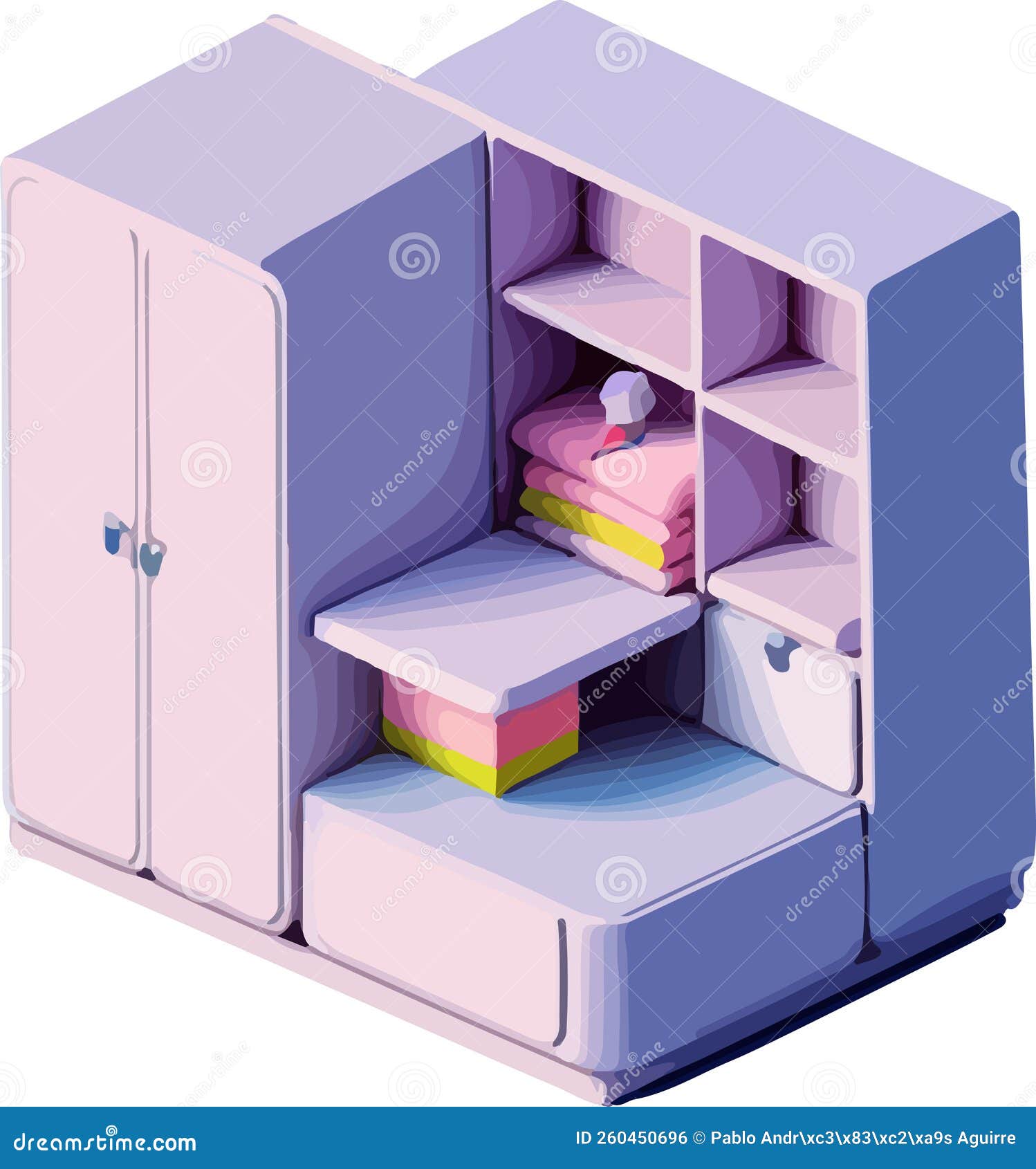 Cute Wardrobe Isometric Icon 3d Vector Stock Vector - Illustration of ...