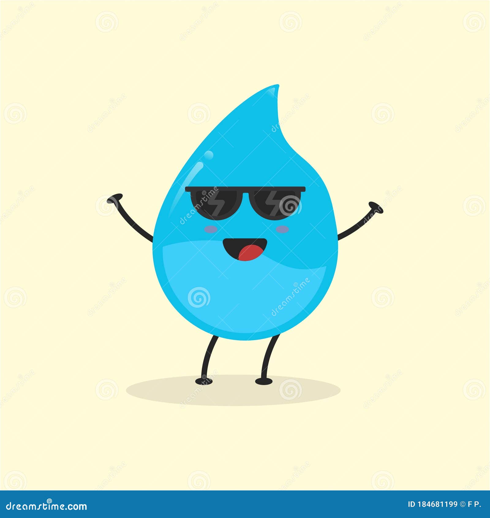 Cute Flat Cartoon Water Drop Illustration. Vector Illustration of Cute ...