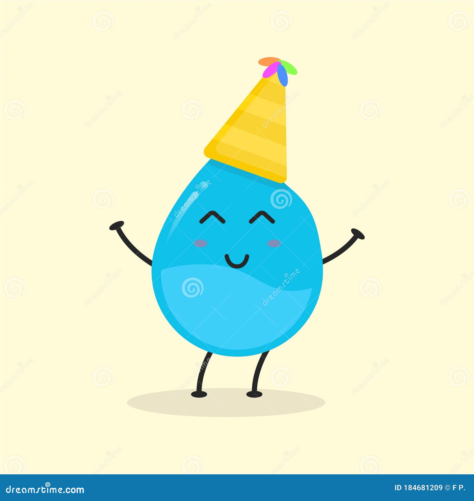 Cute Flat Cartoon Water Drop Illustration. Vector Illustration of Cute ...