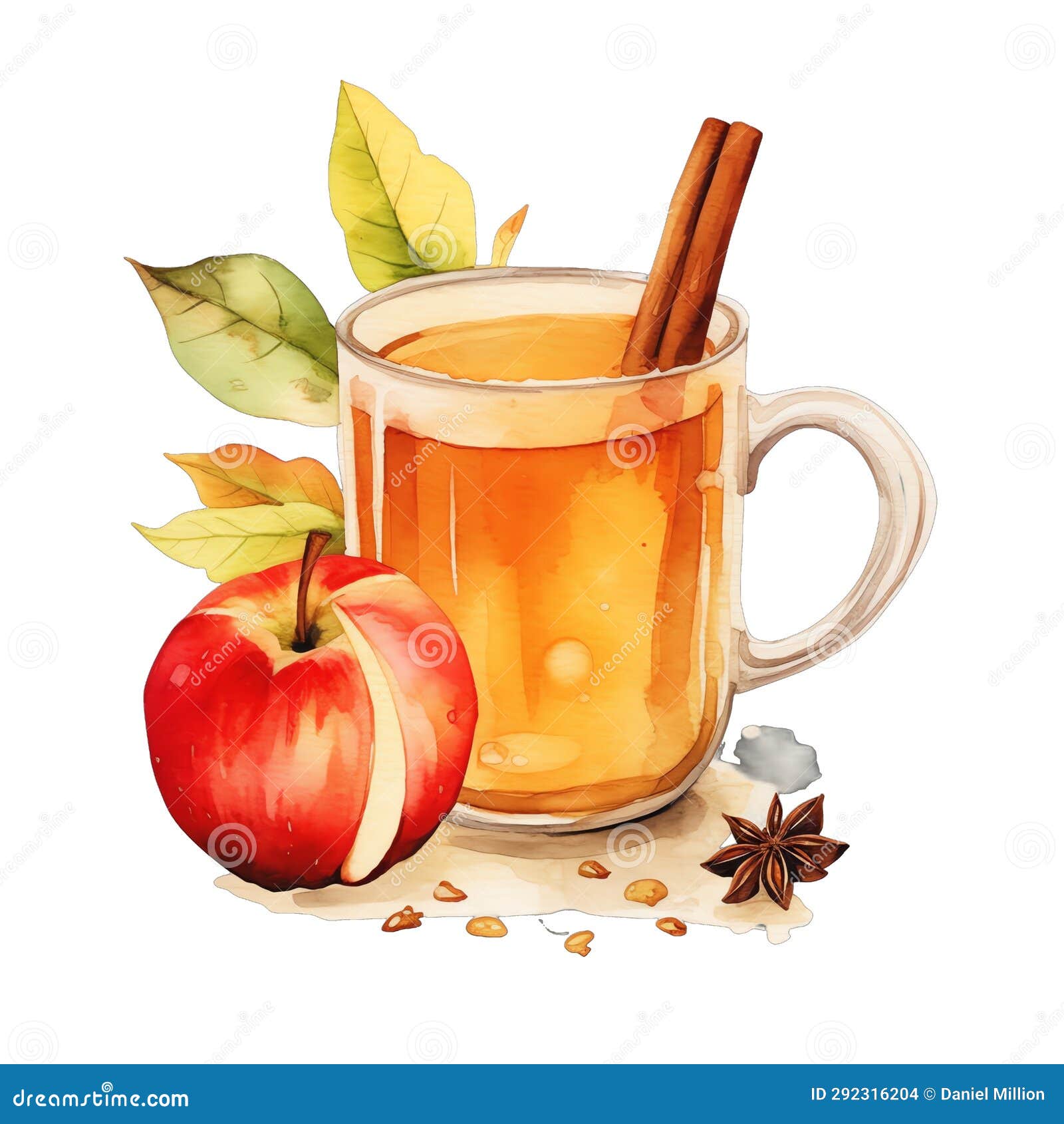 Cute Watercolor Apple Cider Fall Autumn, Illustration Stock ...