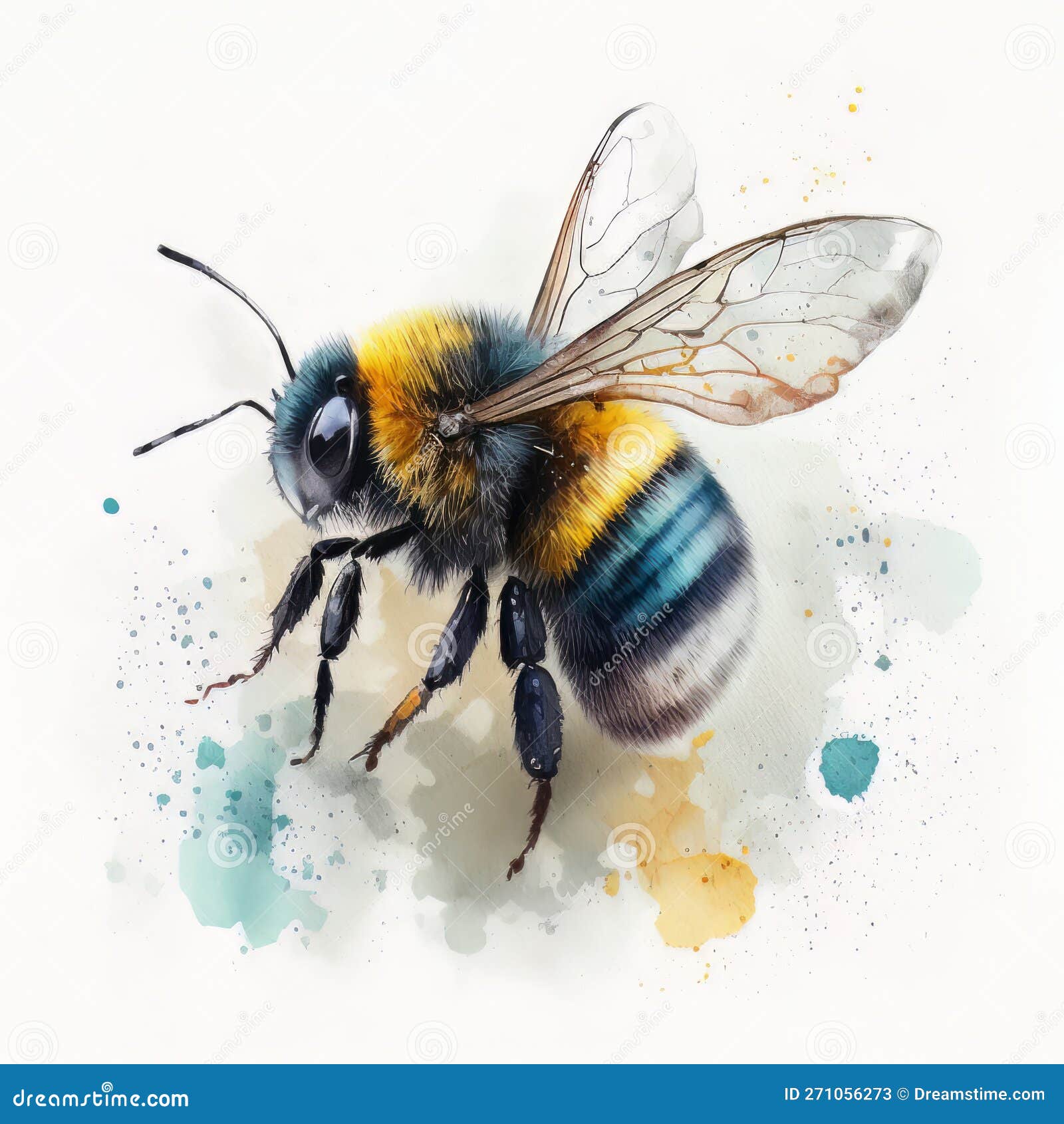 Cute Watercolor Bee on White Background. Illustration AI Generative ...