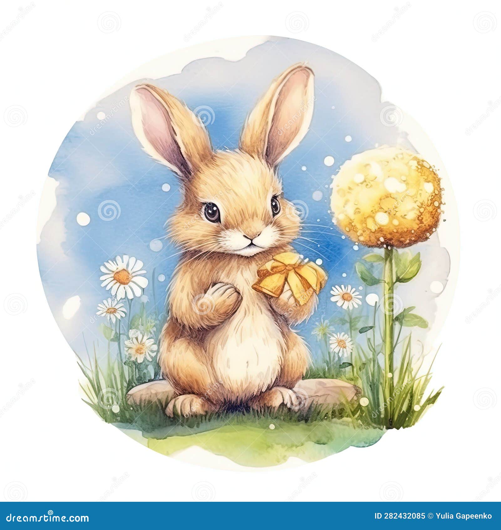 Cute Watercolor Bunny. Illustration AI Generative Stock Illustration ...