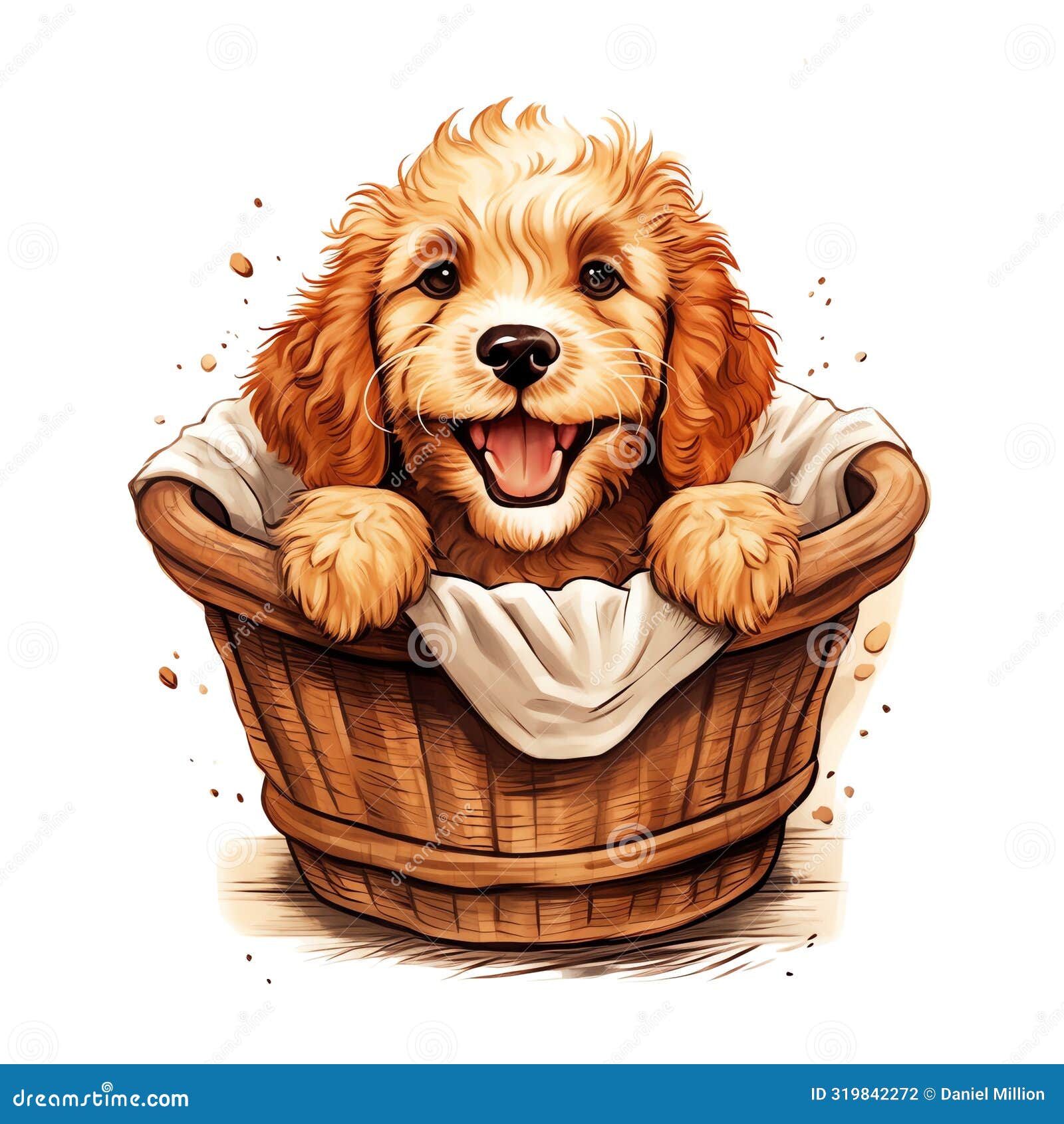Cute Watercolor Cockapoo Dog Breed Illustration Stock Illustration ...