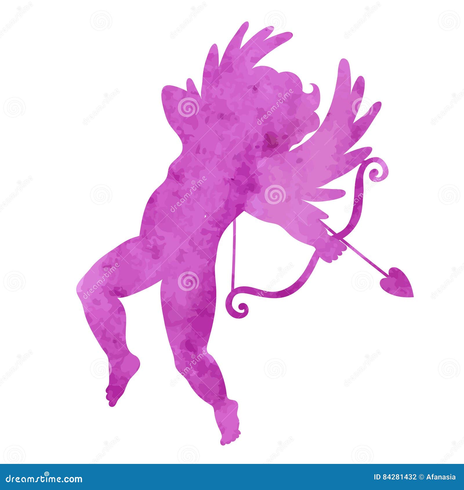 Cute watercolor Cupid. stock vector. Illustration of flying - 84281432