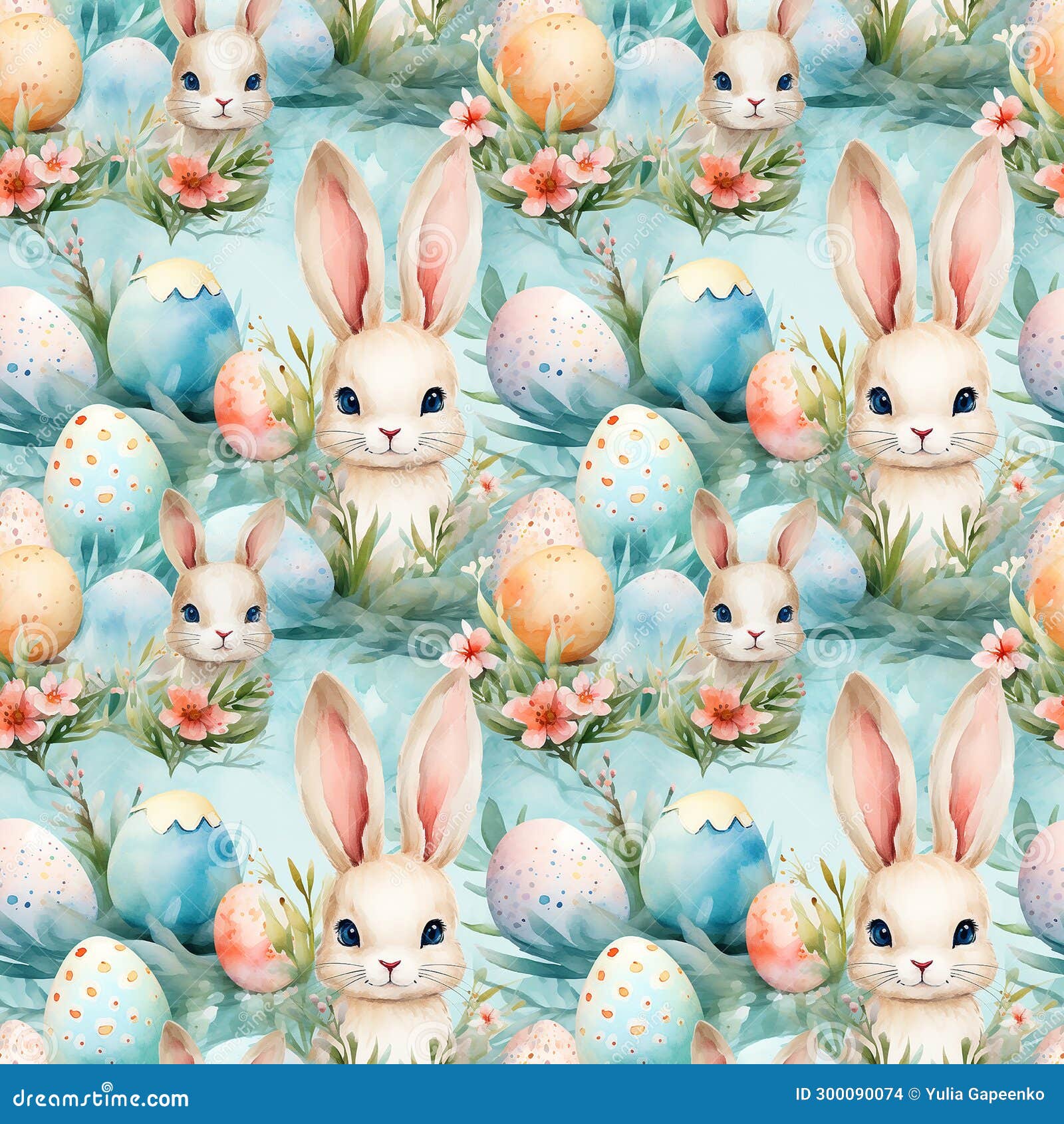 Cute Watercolor Easter Seamless Pattern Background Stock Photo - Image ...
