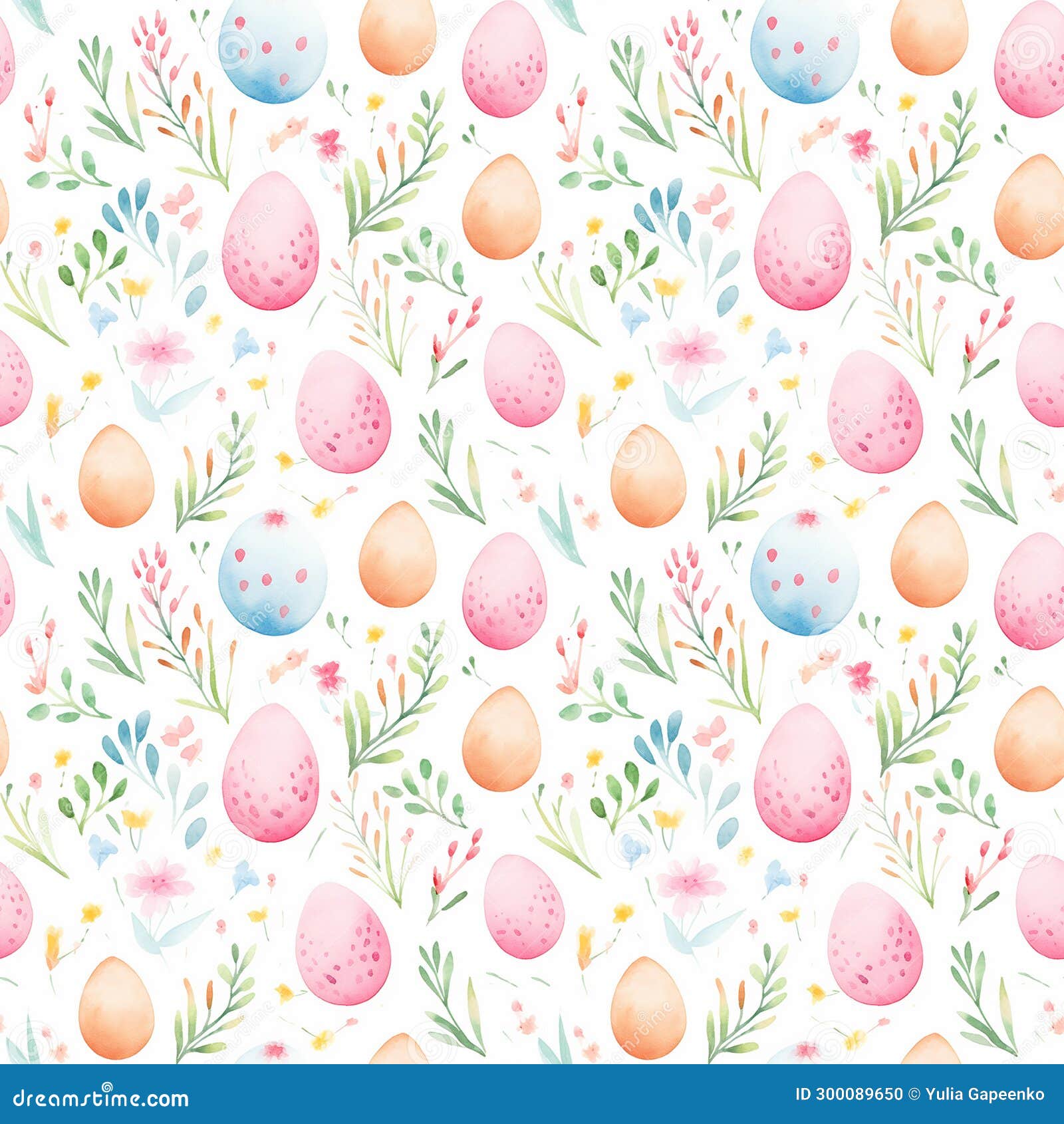 Cute Watercolor Easter Seamless Pattern Background Stock Photo - Image ...