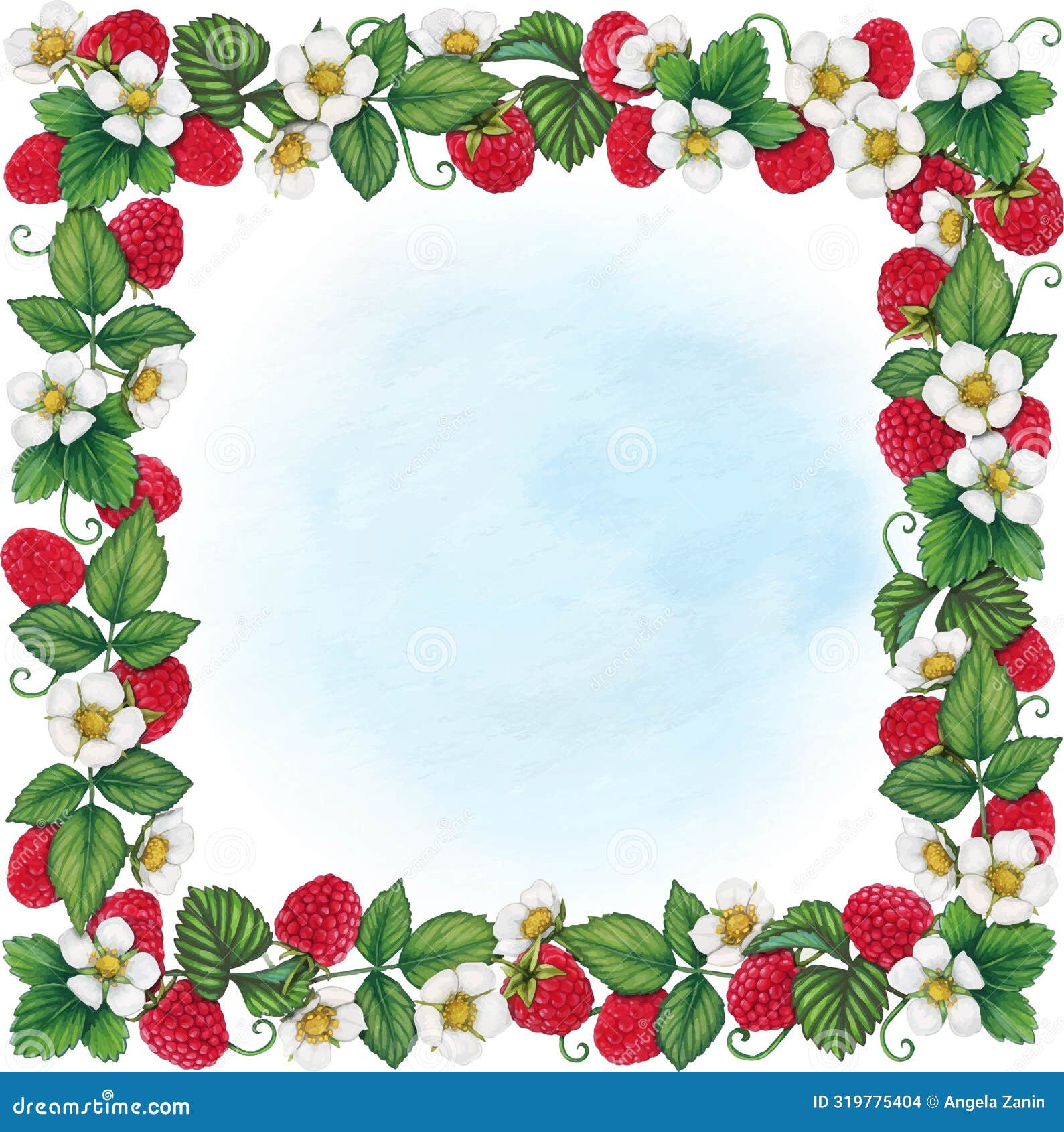 Raspberry Frame Border Cartoon Colored Vector Illustration ...