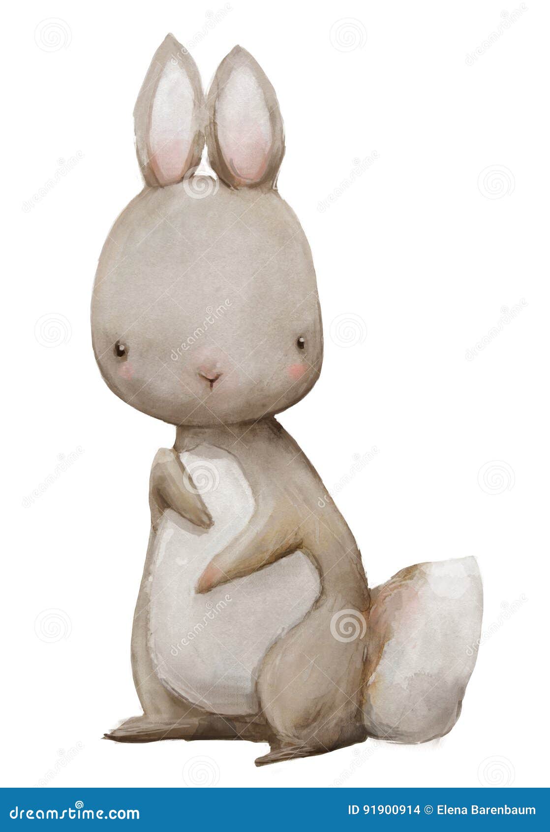 Cute watercolor hare stock illustration. Illustration of animal - 91900914