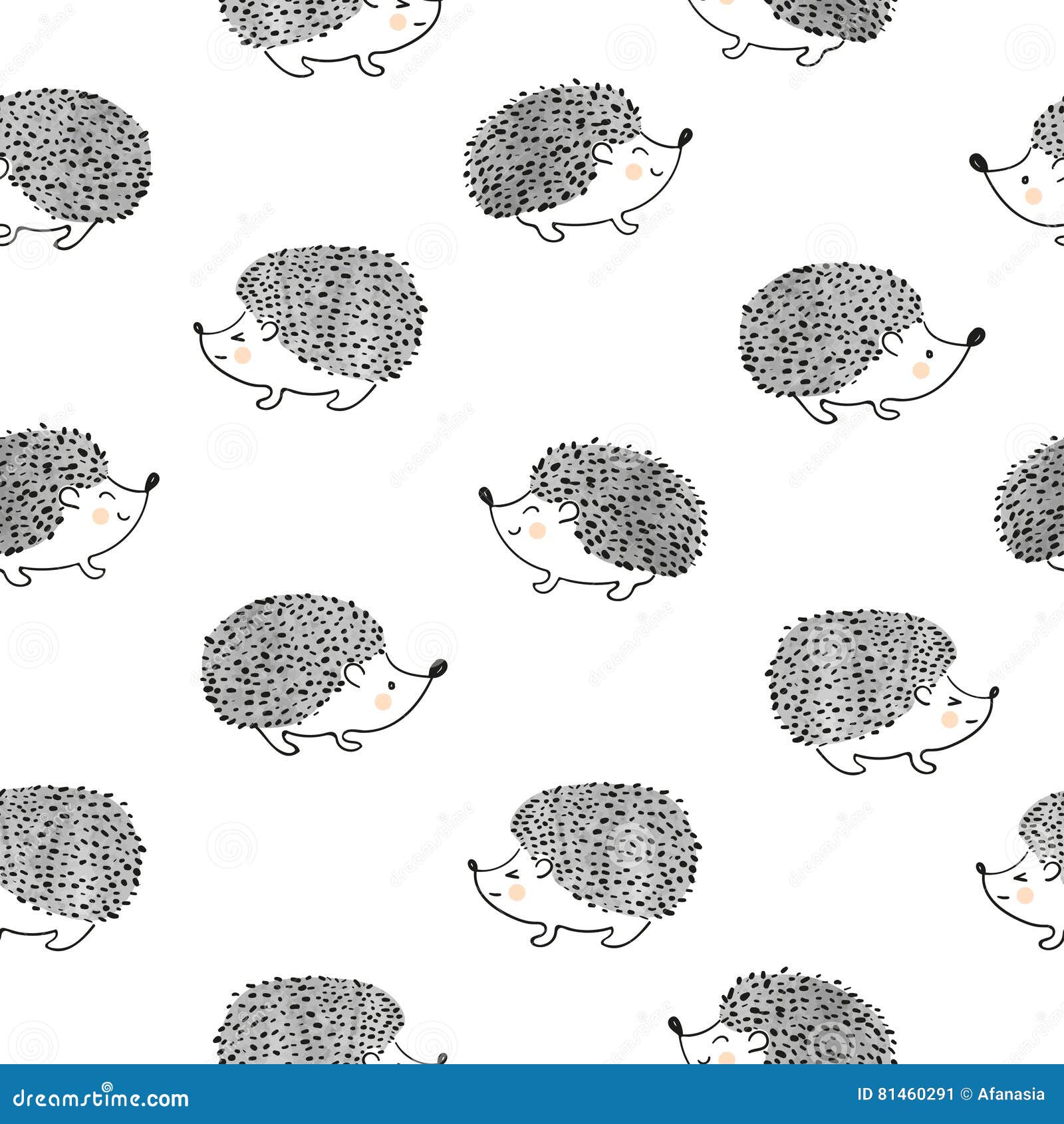 Cute Watercolor Hedgehogs Seamless Pattern. Stock Vector - Illustration ...