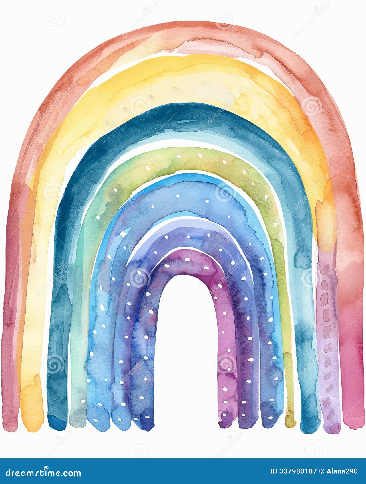 Cute Watercolor Painted Rainbow on White Background Stock Illustration ...