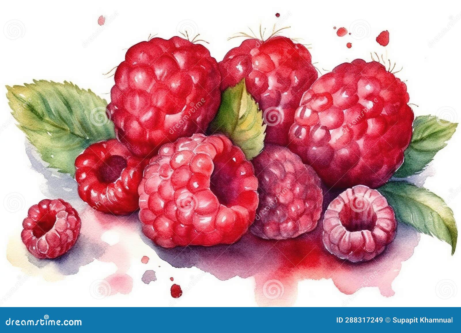 Cute Watercolor Raspberry Fruit Clip Art Stock Illustration ...