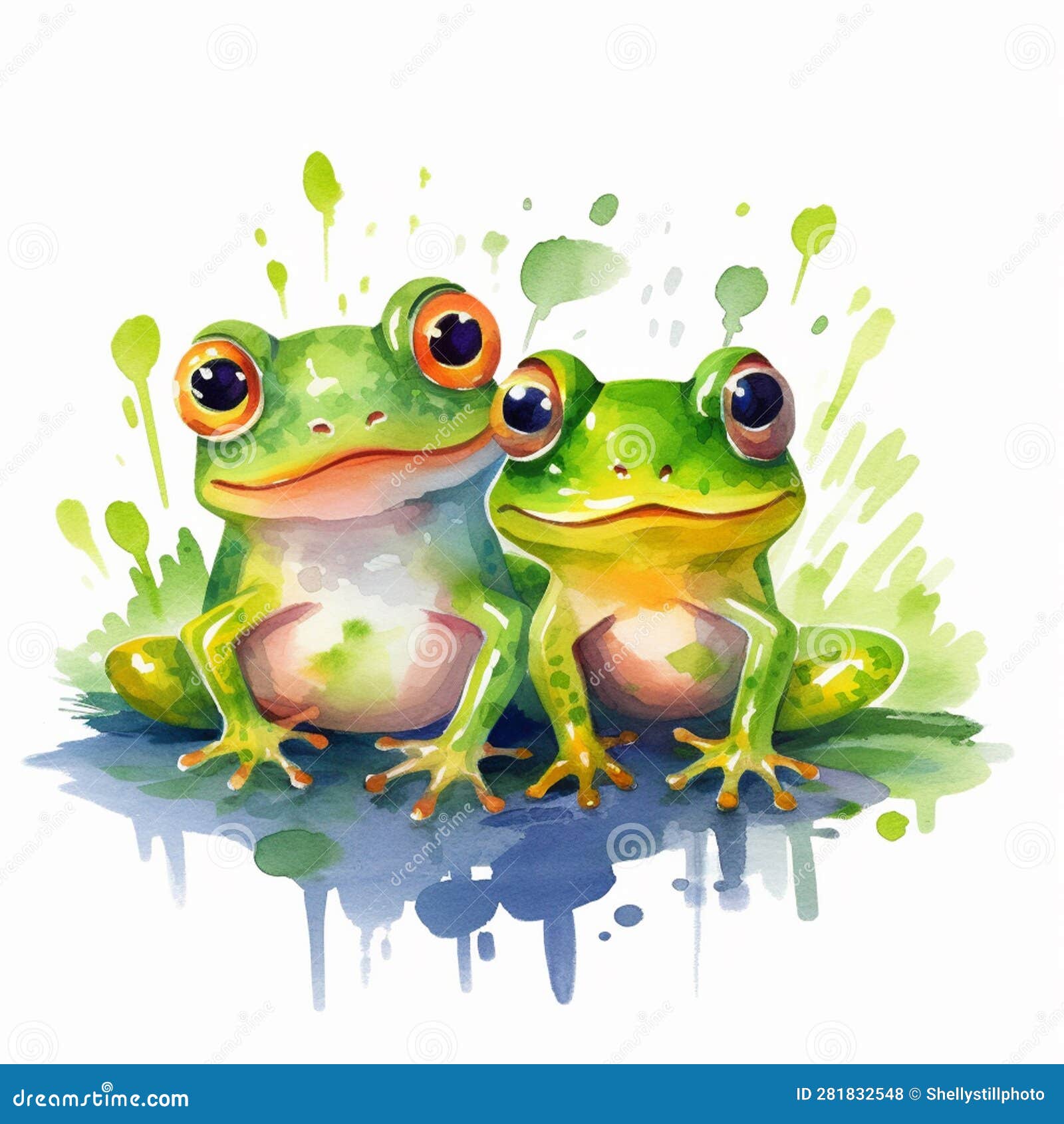 A Cute Watercolour Vibrant Frog or Toad Illustration Stock Illustration ...