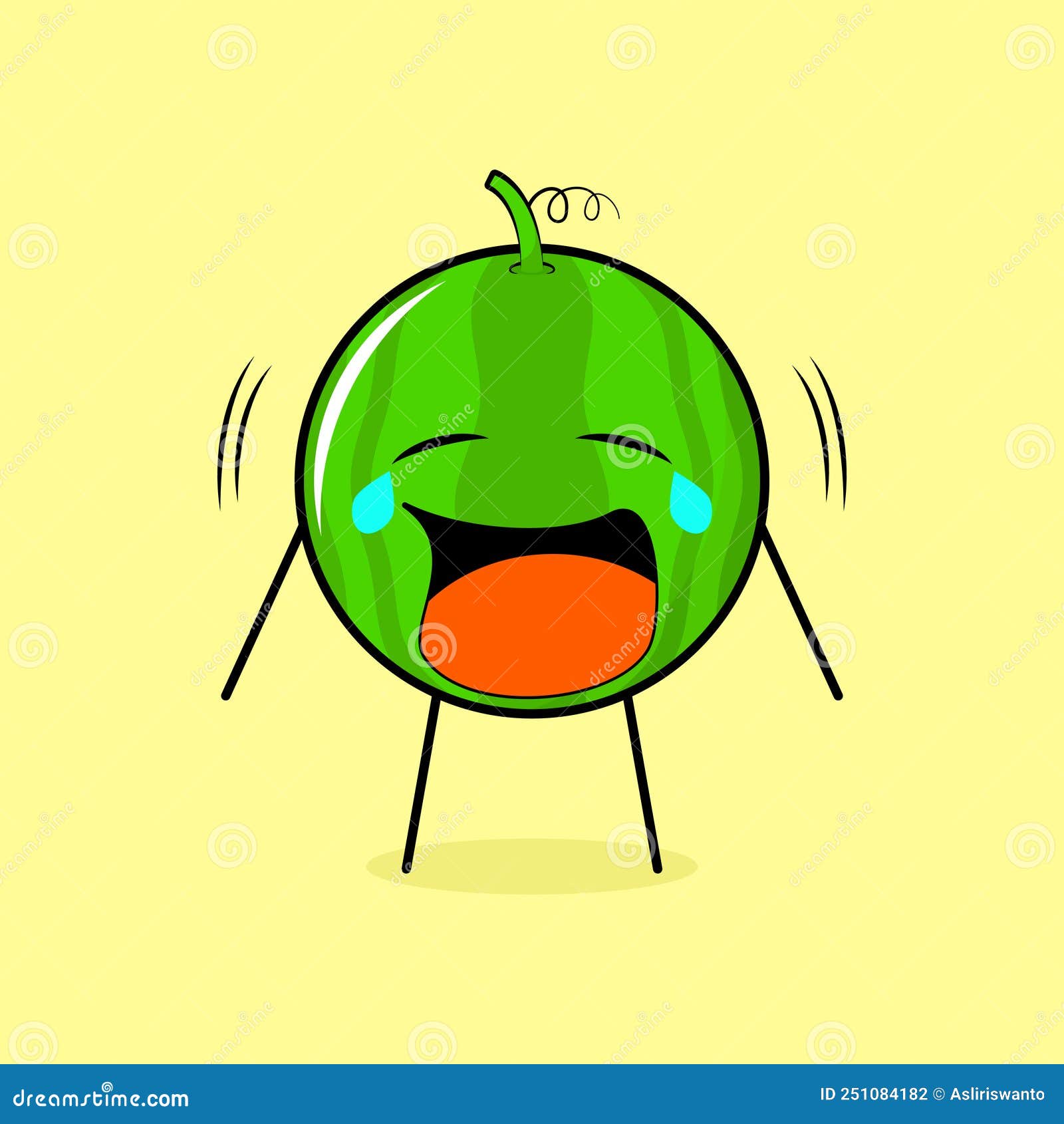 Cute Watermelon Character with Crying Expression Stock Vector ...