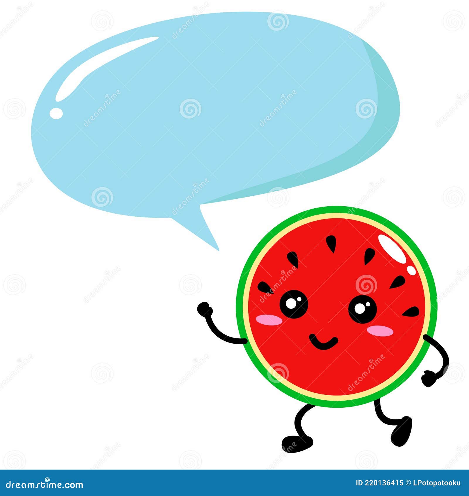 Cute Watermelon Character with Speech Bubble Label or Thinking Stock ...