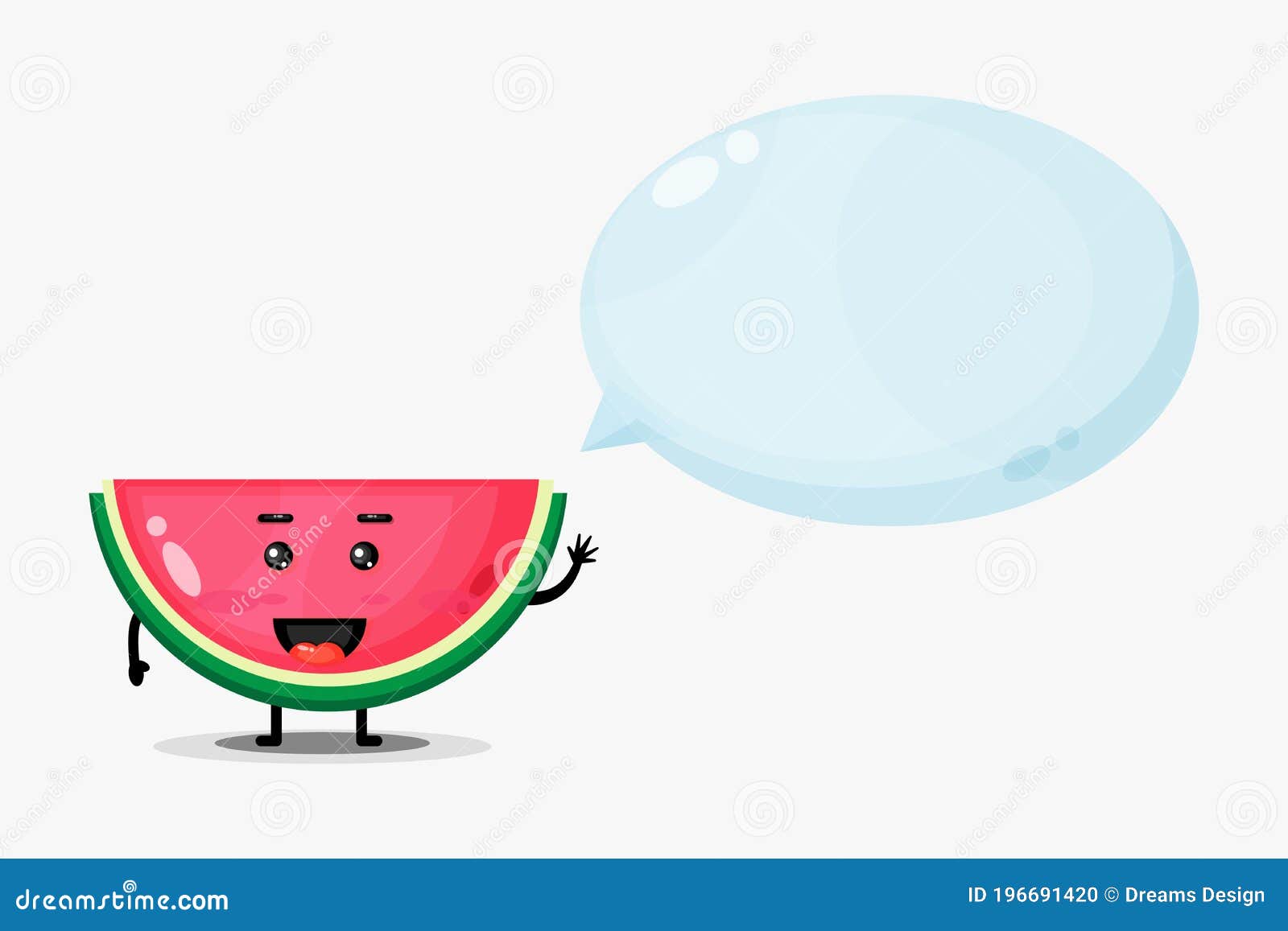 Cute Watermelon Mascot with Bubble Speech Stock Vector - Illustration ...