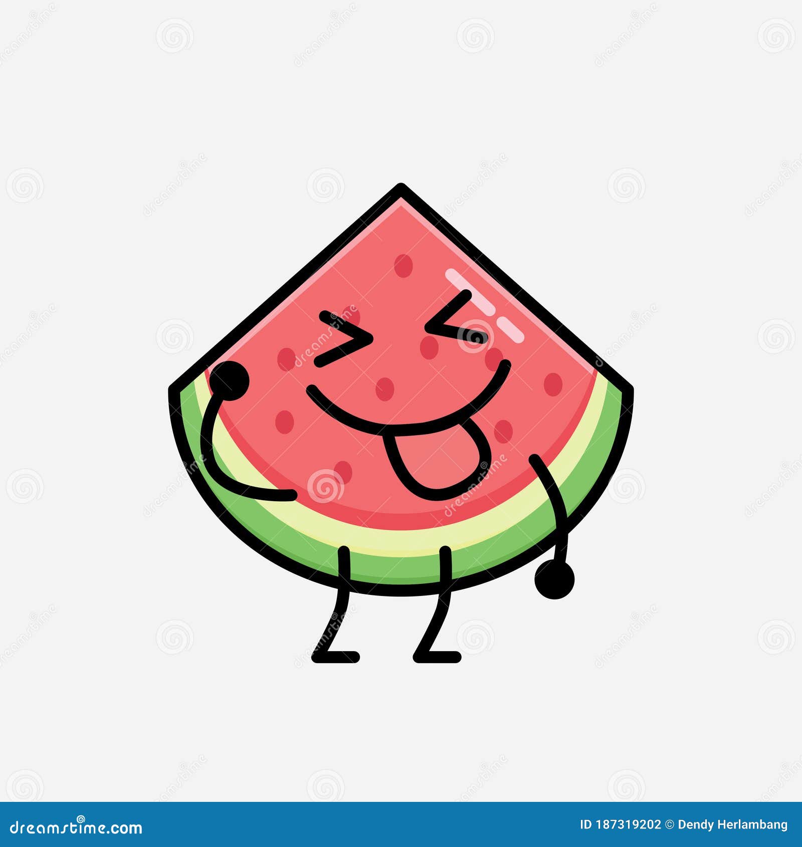 Cute Watermelon Mascot Vector Character in Flat Design Style Stock ...