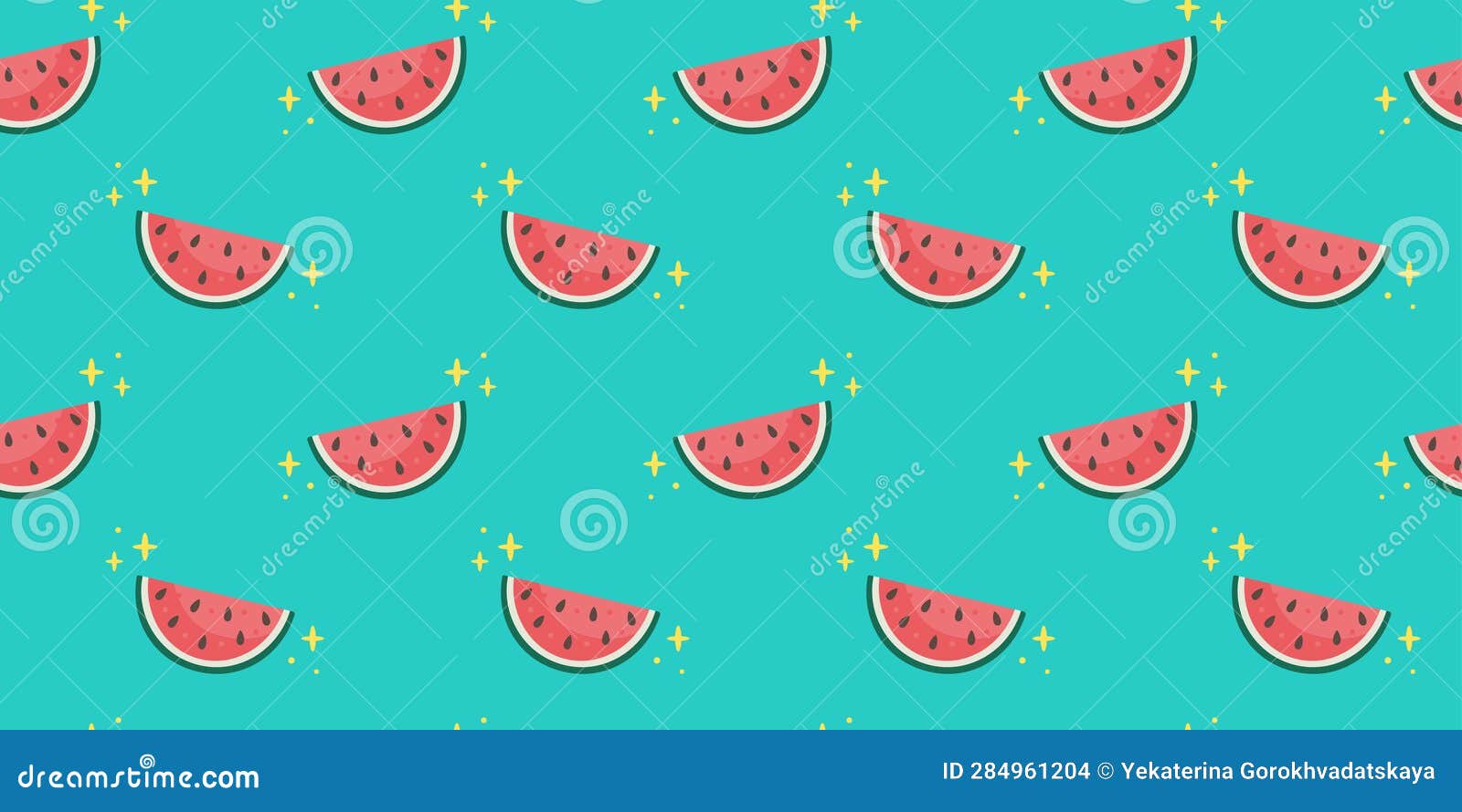 Cute Watermelon Seamless Pattern. Vector Hand Drawn Cartoon ...