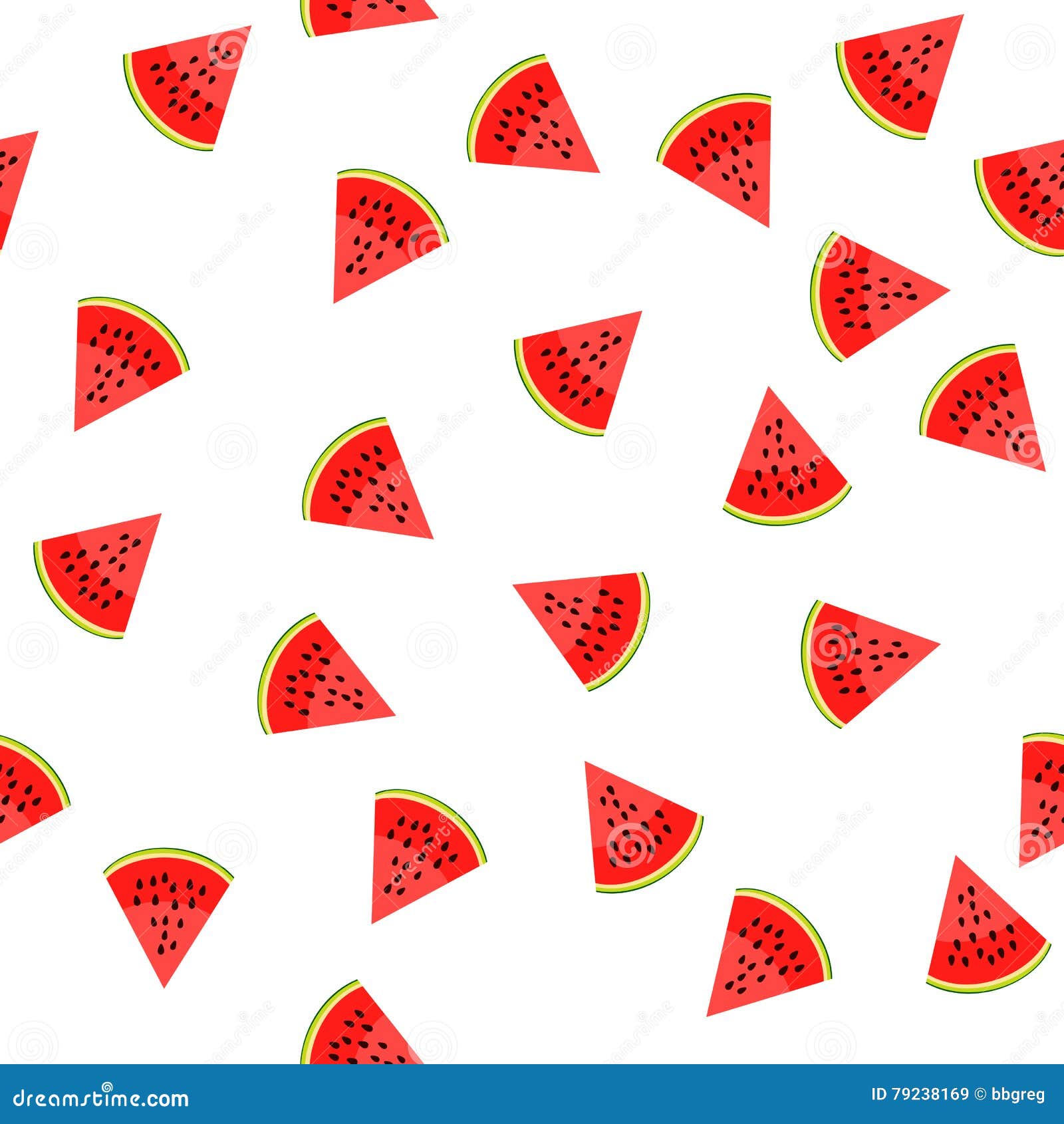 Cute Watermelon Slice Design Pattern on White Background, Seamless ...
