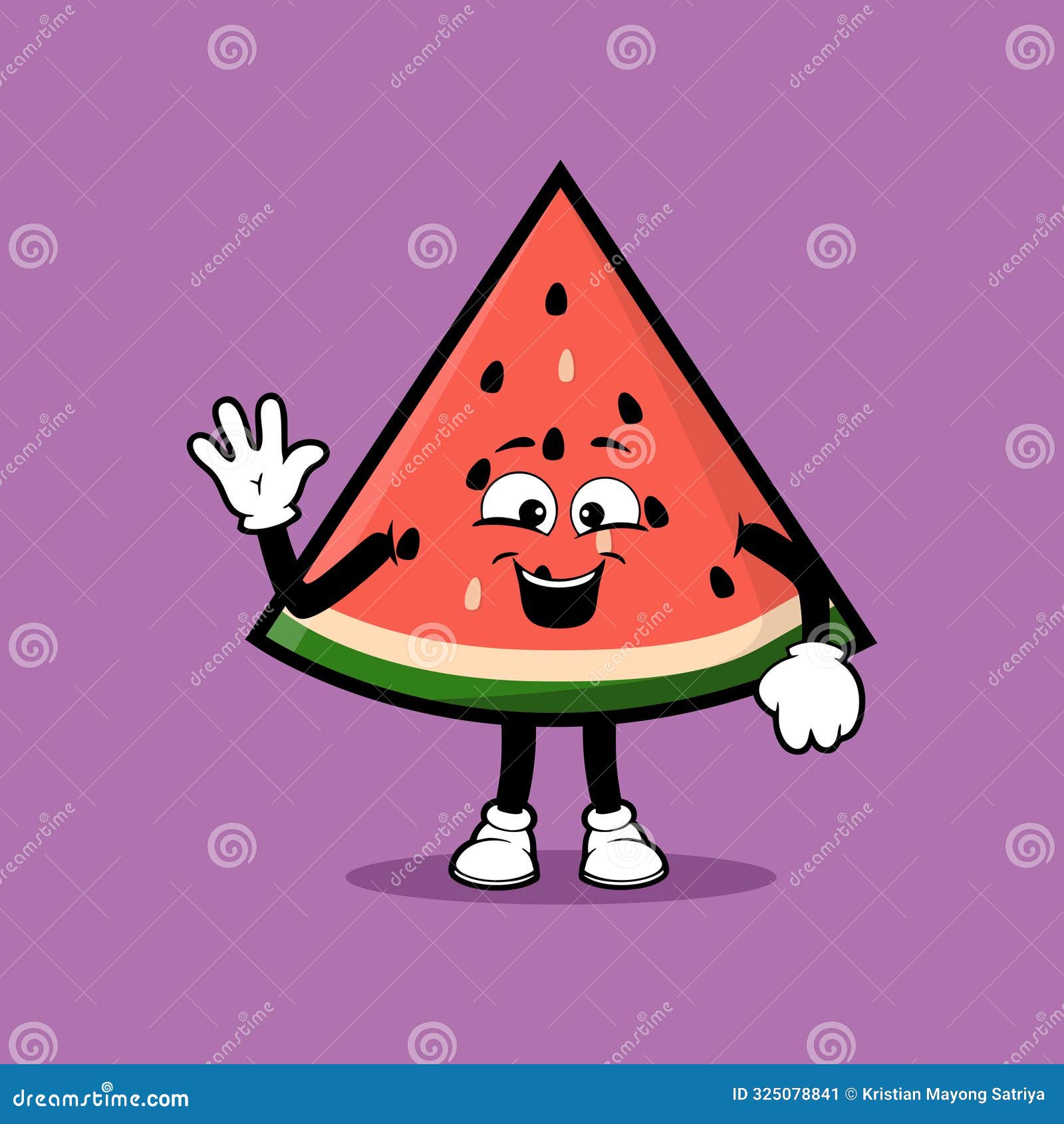 Cute Watermelon Slice Fruit Character with Say Hello Expression Stock ...